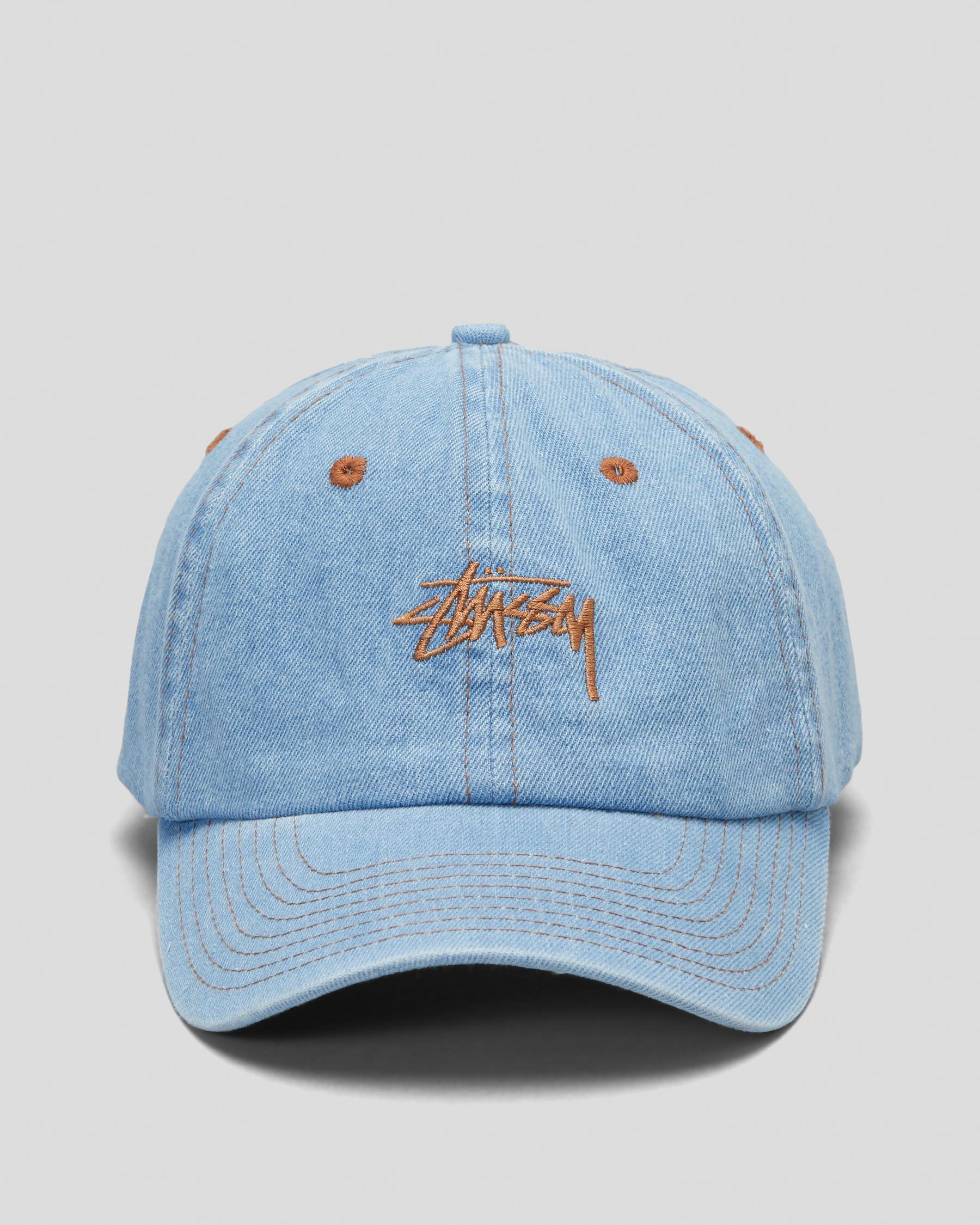Stussy Stock Low Pro Cap In Light Washed Denim/almond - FREE* Shipping ...