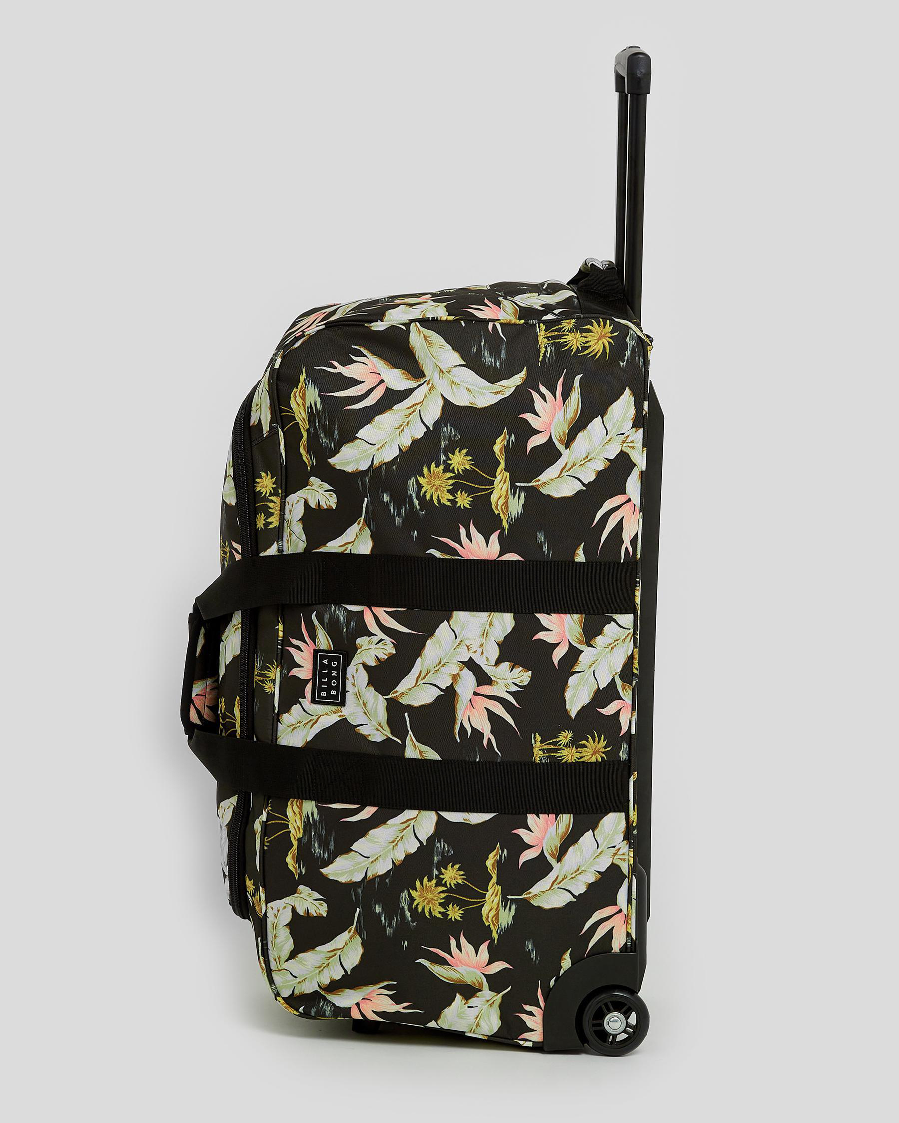 Shop Billabong Check In Large Wheeled Travel Bag In Black/mint - Fast ...
