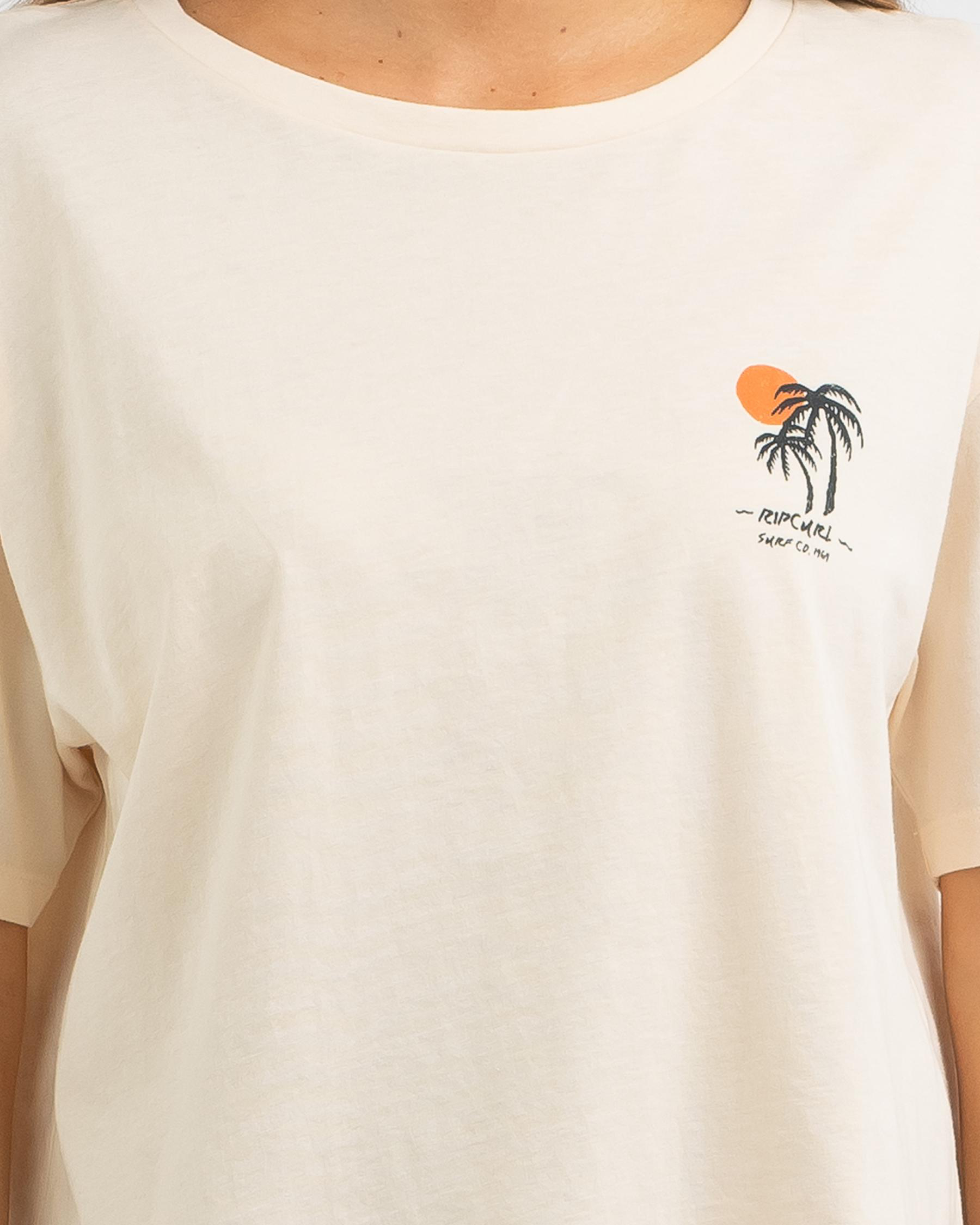 Shop Rip Curl Tropic Sun Cropped T-Shirt In Off White - Fast Shipping ...