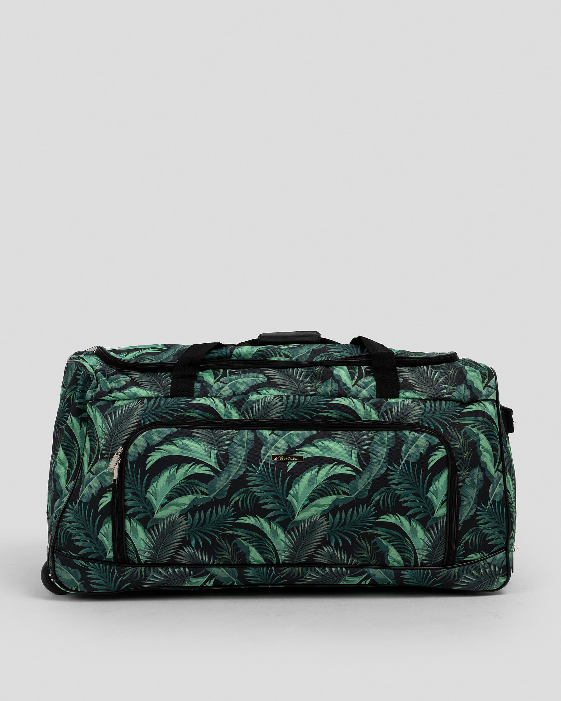 Shop Mooloola Tropic Large Wheeled Travel Bag In Green/black - Fast ...