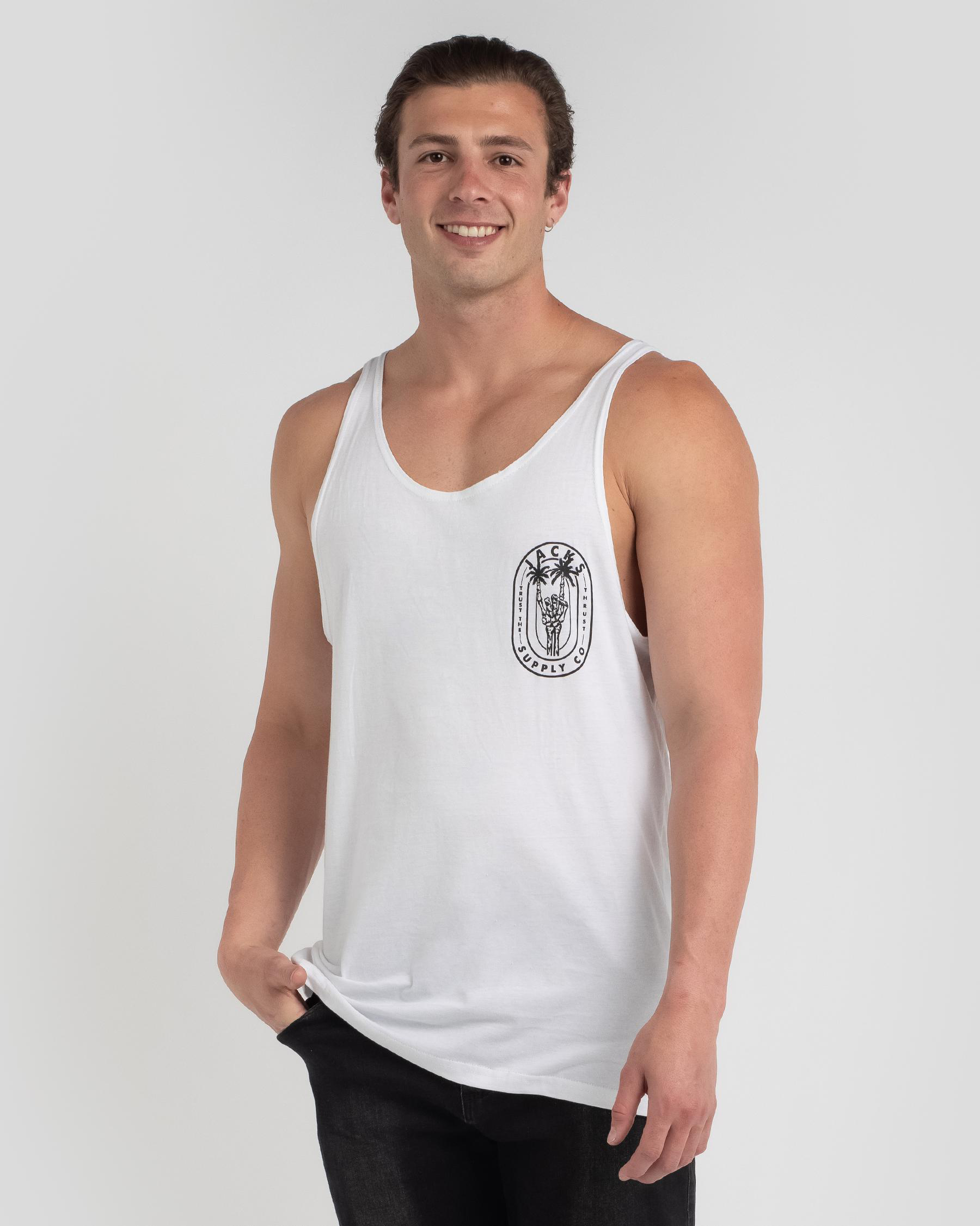 Shop Jacks Knuckle Beach Singlet In White - Fast Shipping & Easy ...