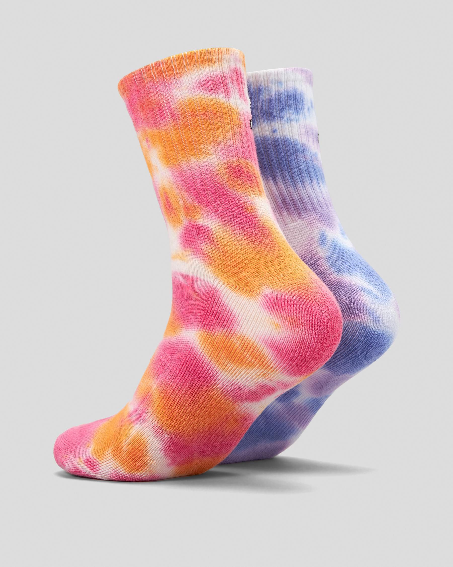 Shop Santa Cruz Stack Strip Sock 2 Pack In Multi Tie Dye - Fast ...
