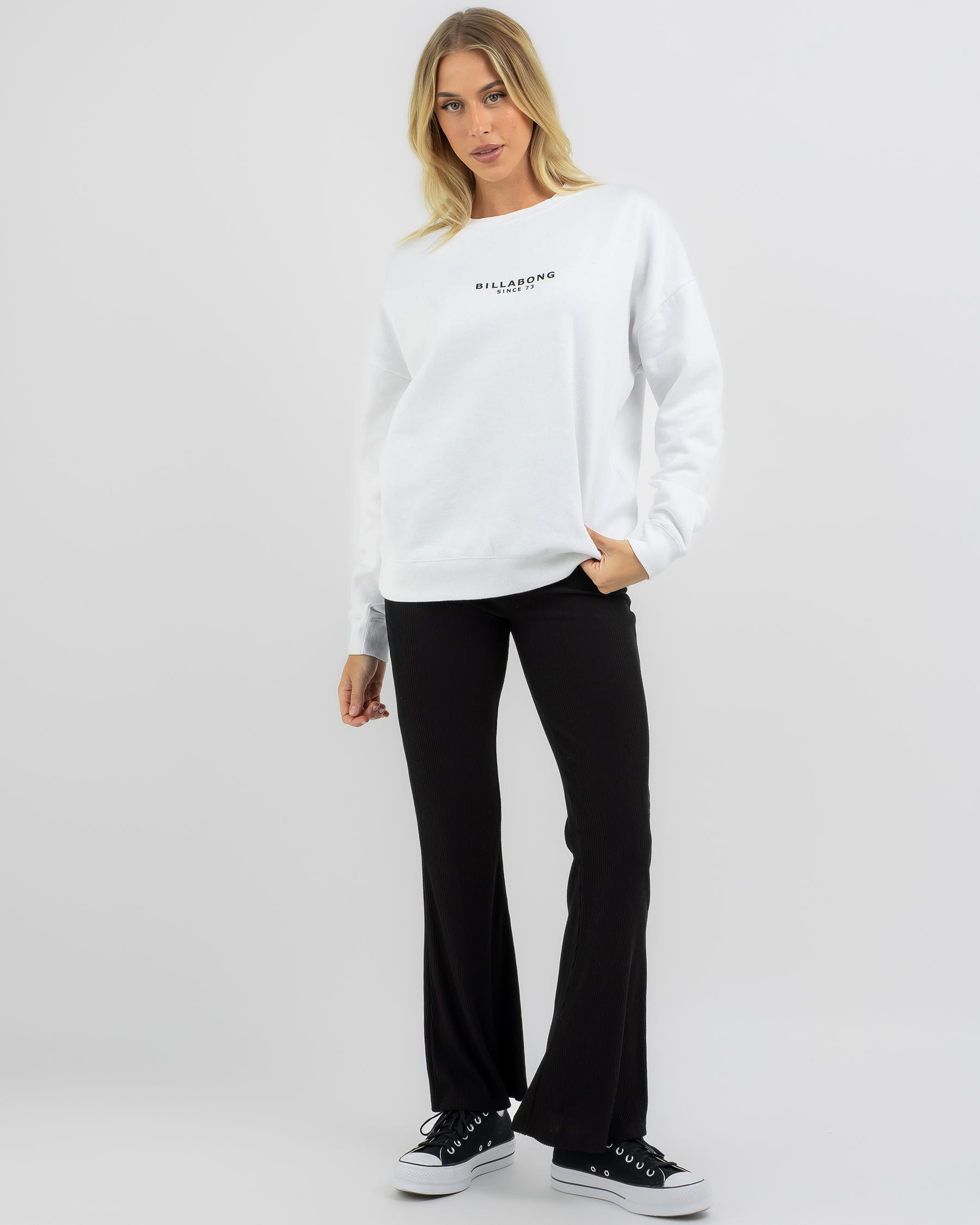 Shop Billabong Society Crewneck Sweatshirt In White - Fast Shipping ...