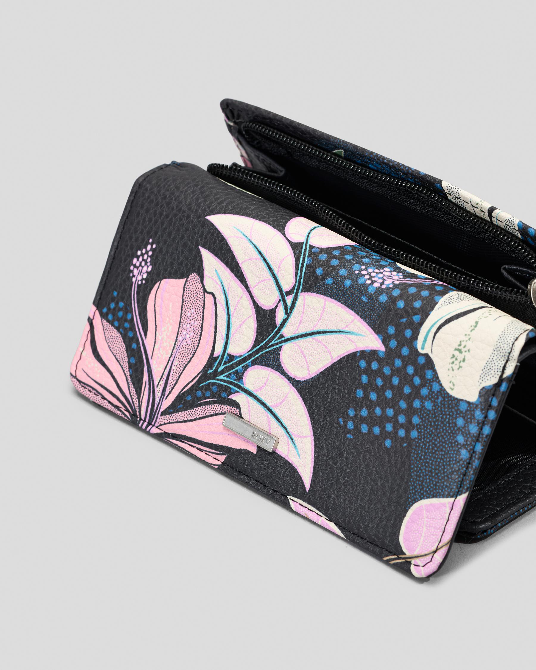 Shop Roxy Hazy Daze Wallet In Anthacite Sunny Floral - Fast Shipping ...