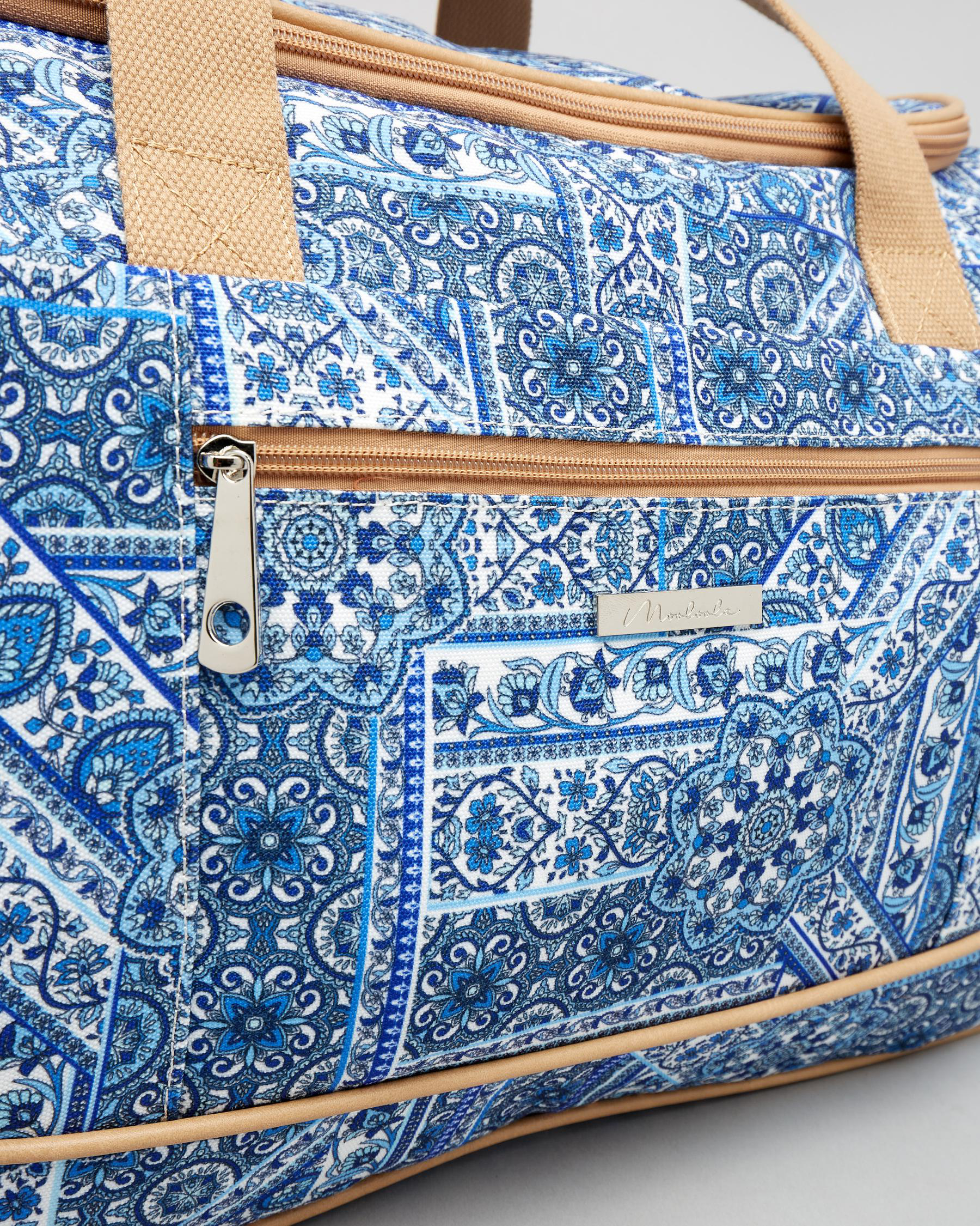 Shop Mooloola Aurelia Overnight Bag In White/blue - Fast Shipping ...