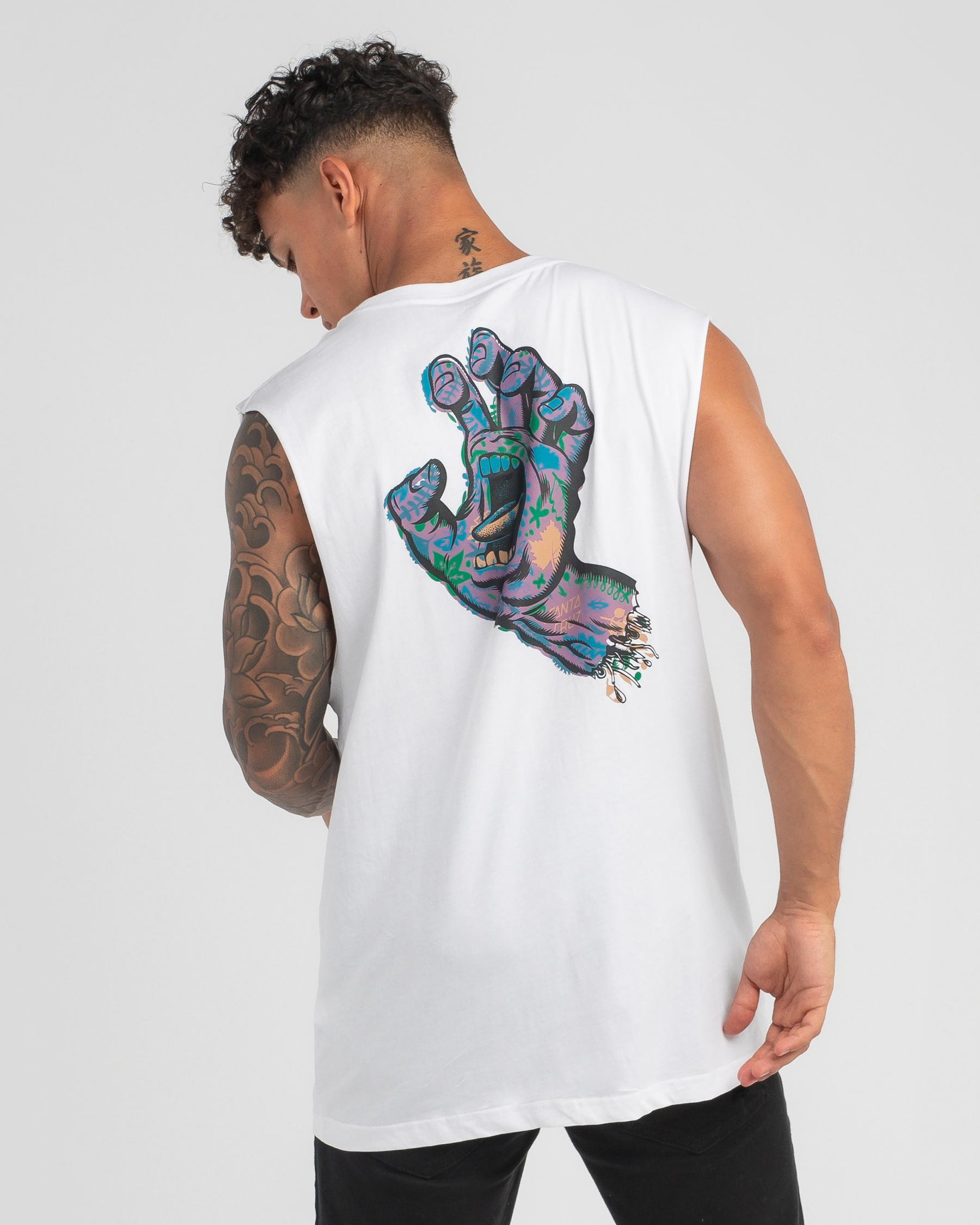 Shop Santa Cruz Foliage Hand Muscle Tank In White - Fast Shipping ...