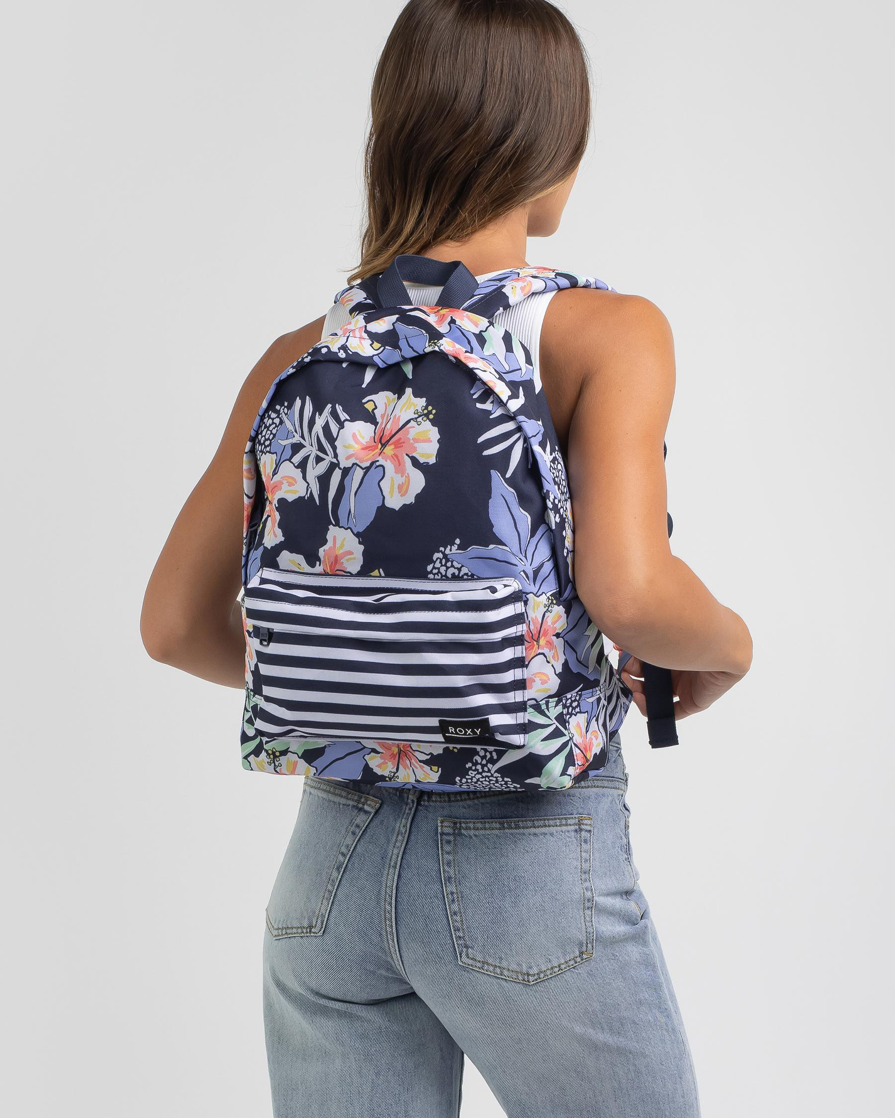 Shop Roxy Sugar Baby Backpack In Mood Indigo Wild Floral S - Fast ...