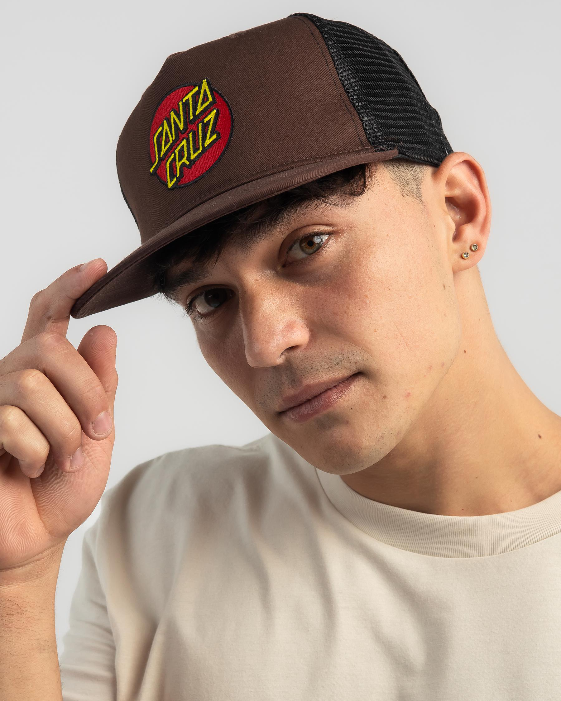 Shop Santa Cruz Classic Dot Patch Cap In Brown - Fast Shipping & Easy ...