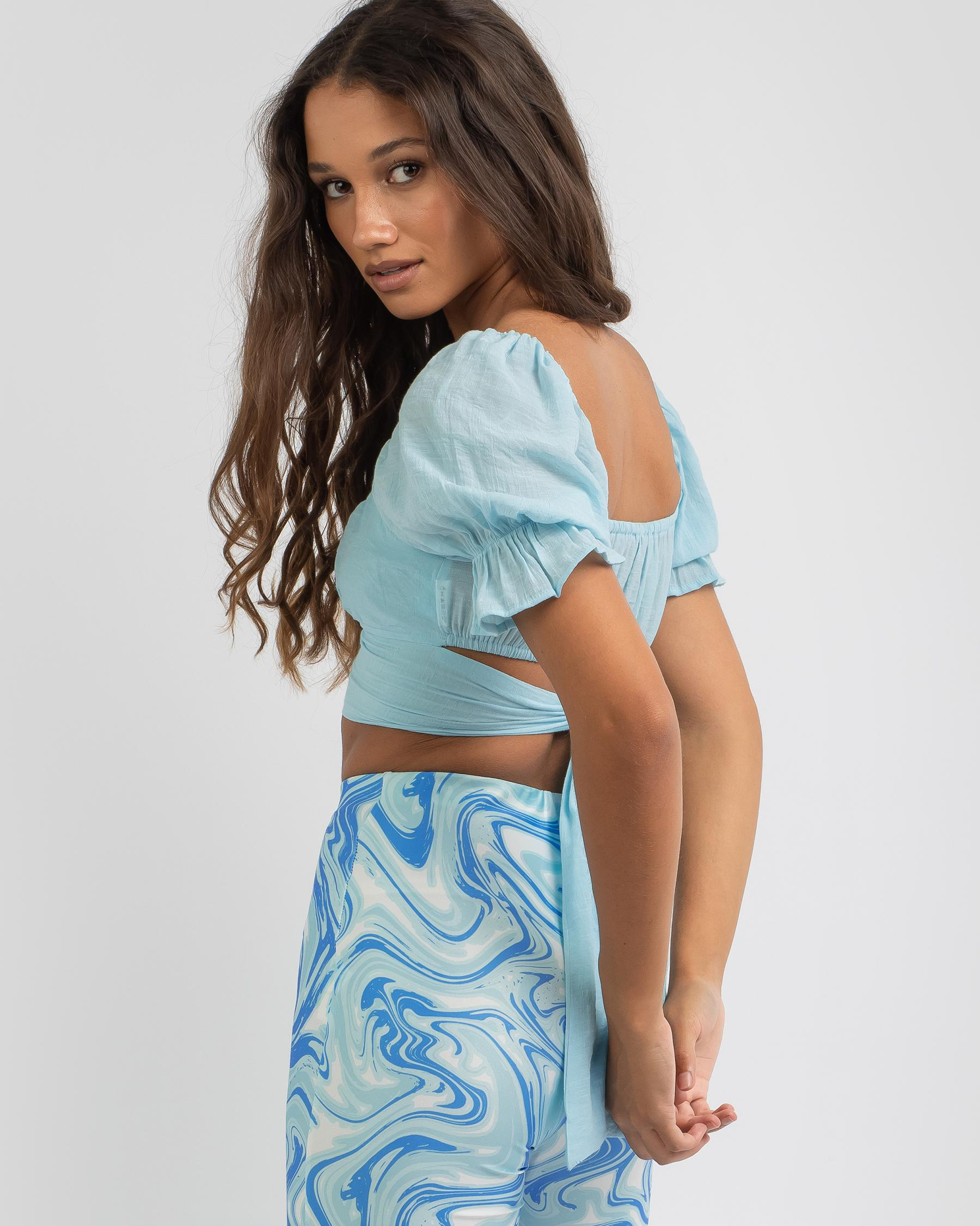 Shop Mooloola Violet Top In Light Blue - Fast Shipping & Easy Returns ...