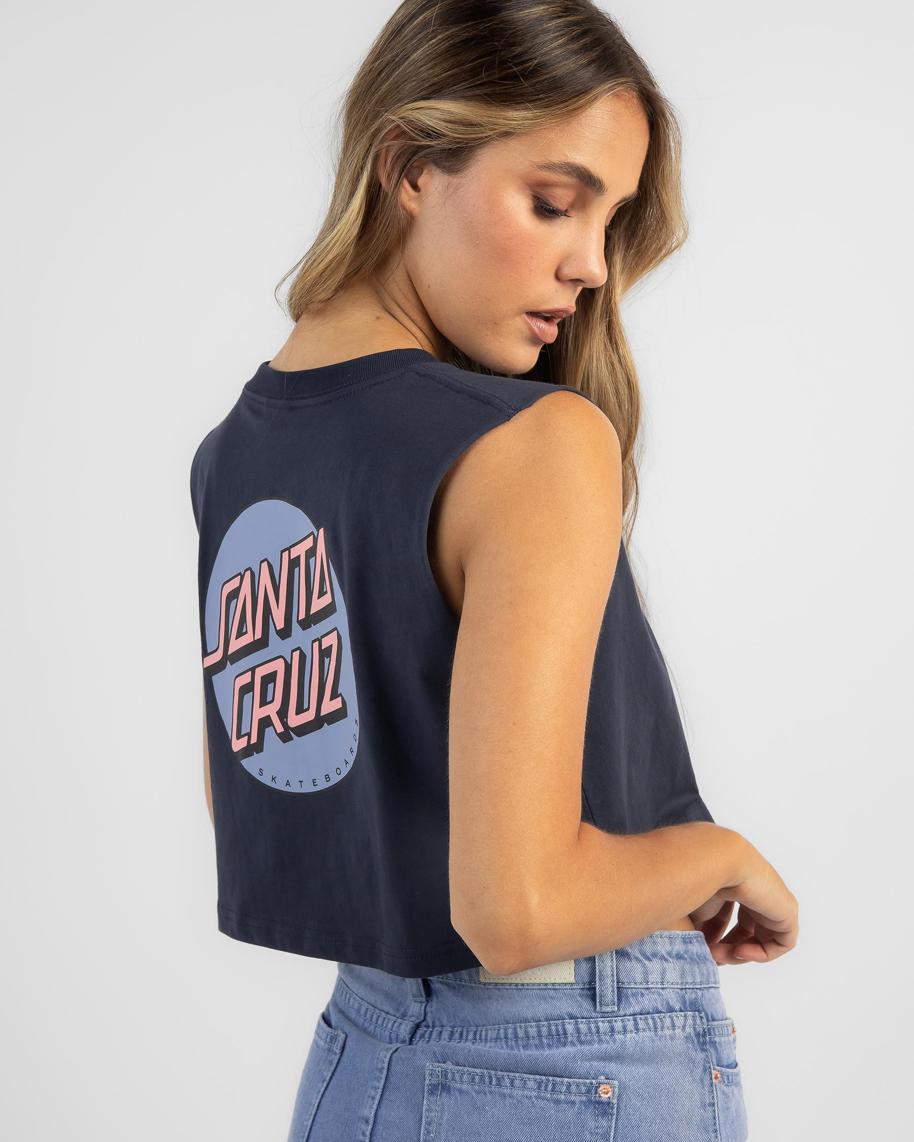 Shop Santa Cruz Other Dot Pop Tank Top In Navy - Fast Shipping & Easy ...