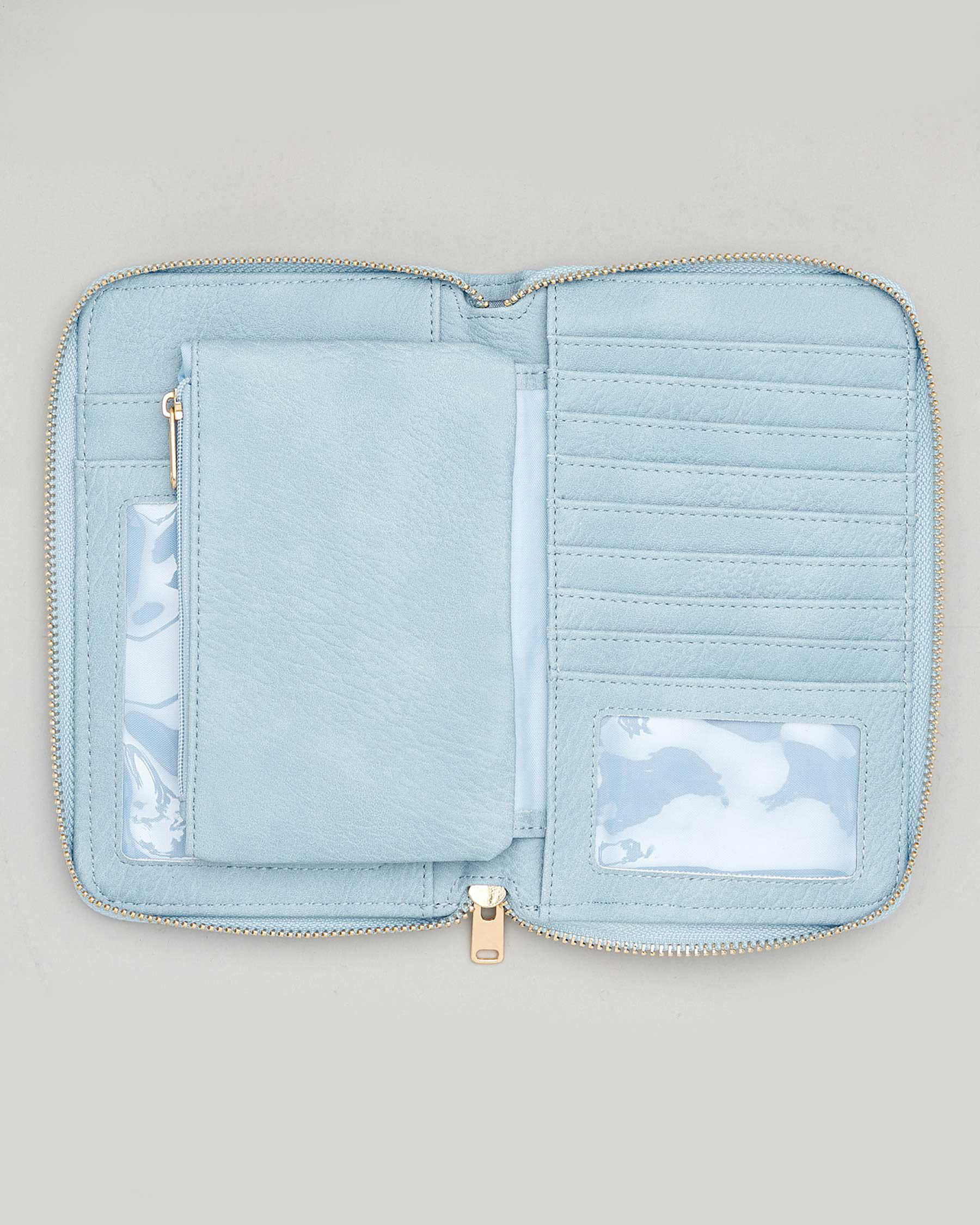 Shop Roxy Back In Brooklyn Travel Wallet In Porcelain Blue - Fast ...