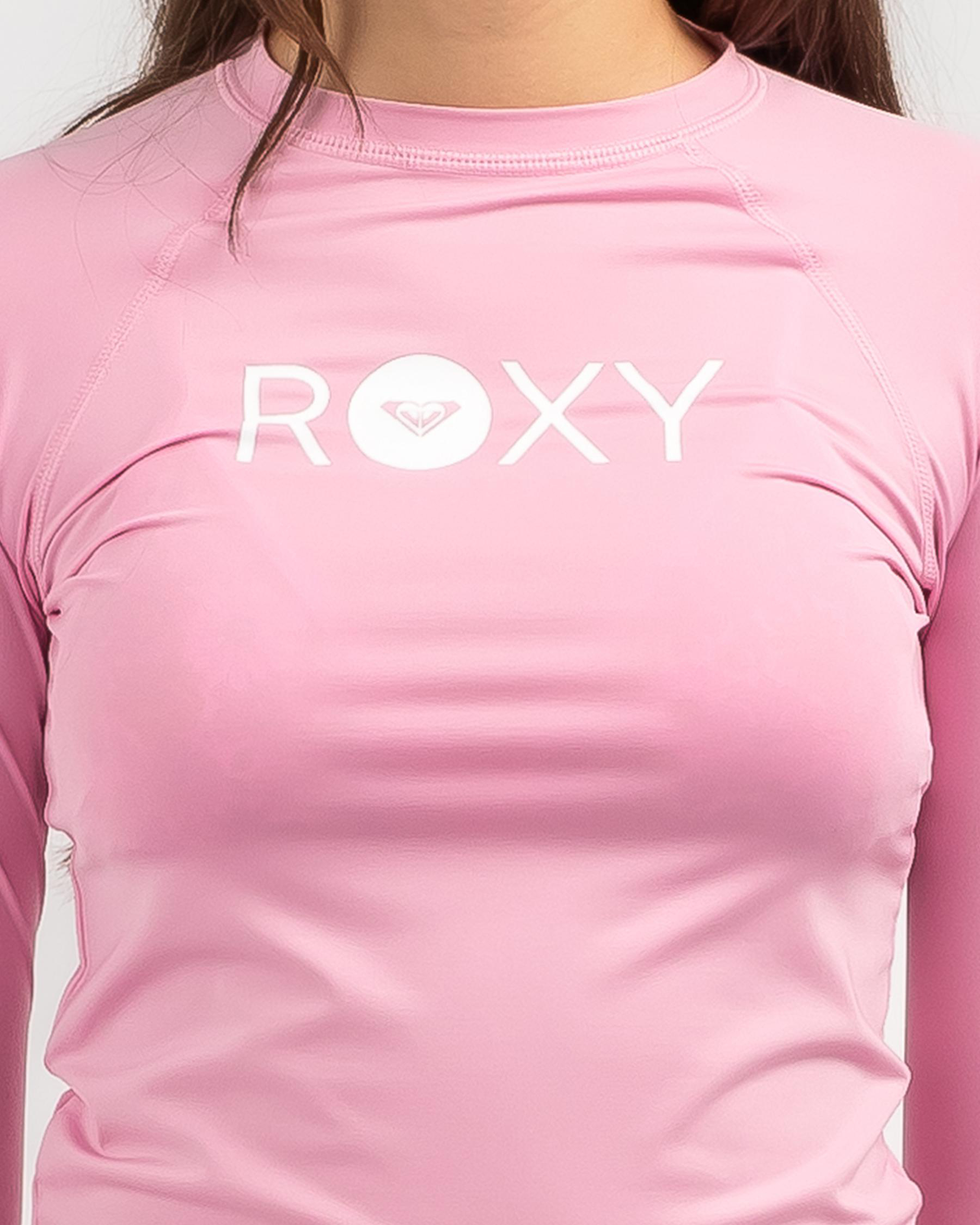 Shop Roxy Girls' Essential Long Sleeve Lycra Rash Vest In Prism Pink ...