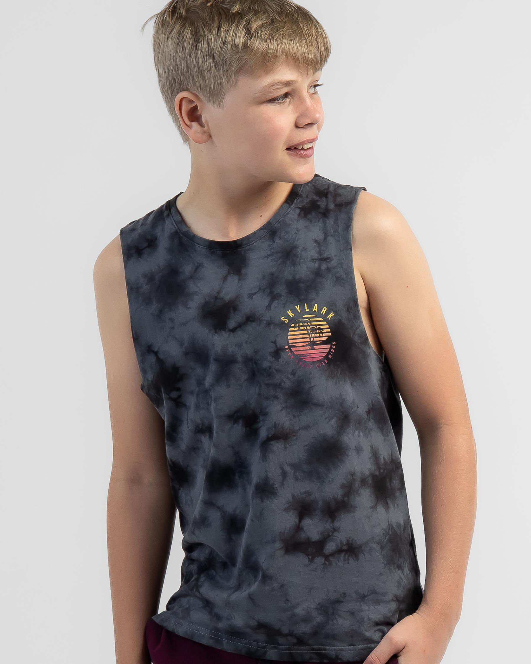 Shop Skylark Boys' Divide Muscle Tank In Black Mottle - Fast Shipping ...