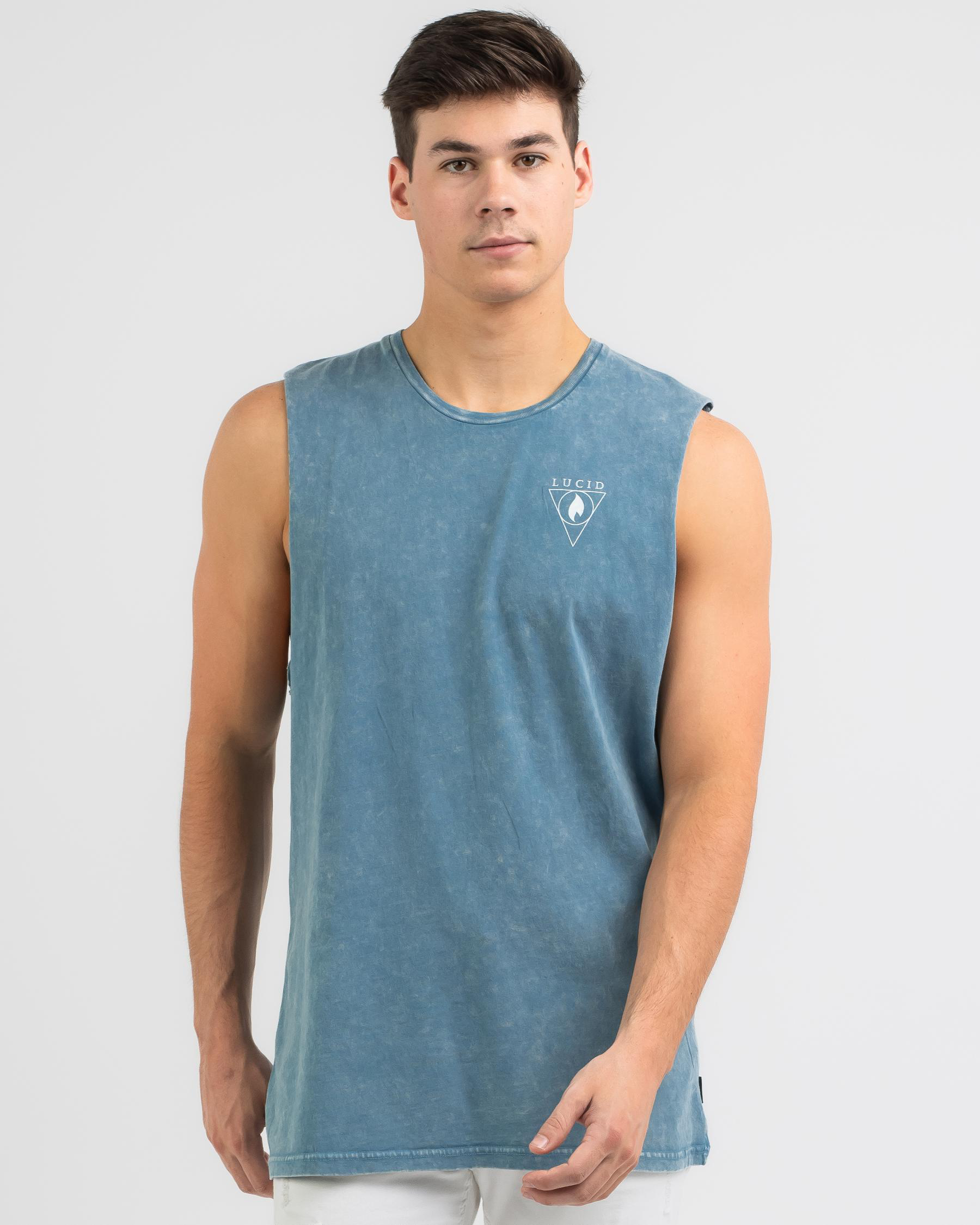 Shop Lucid Fused Muscle Tank In Light Blue Acid - Fast Shipping & Easy ...