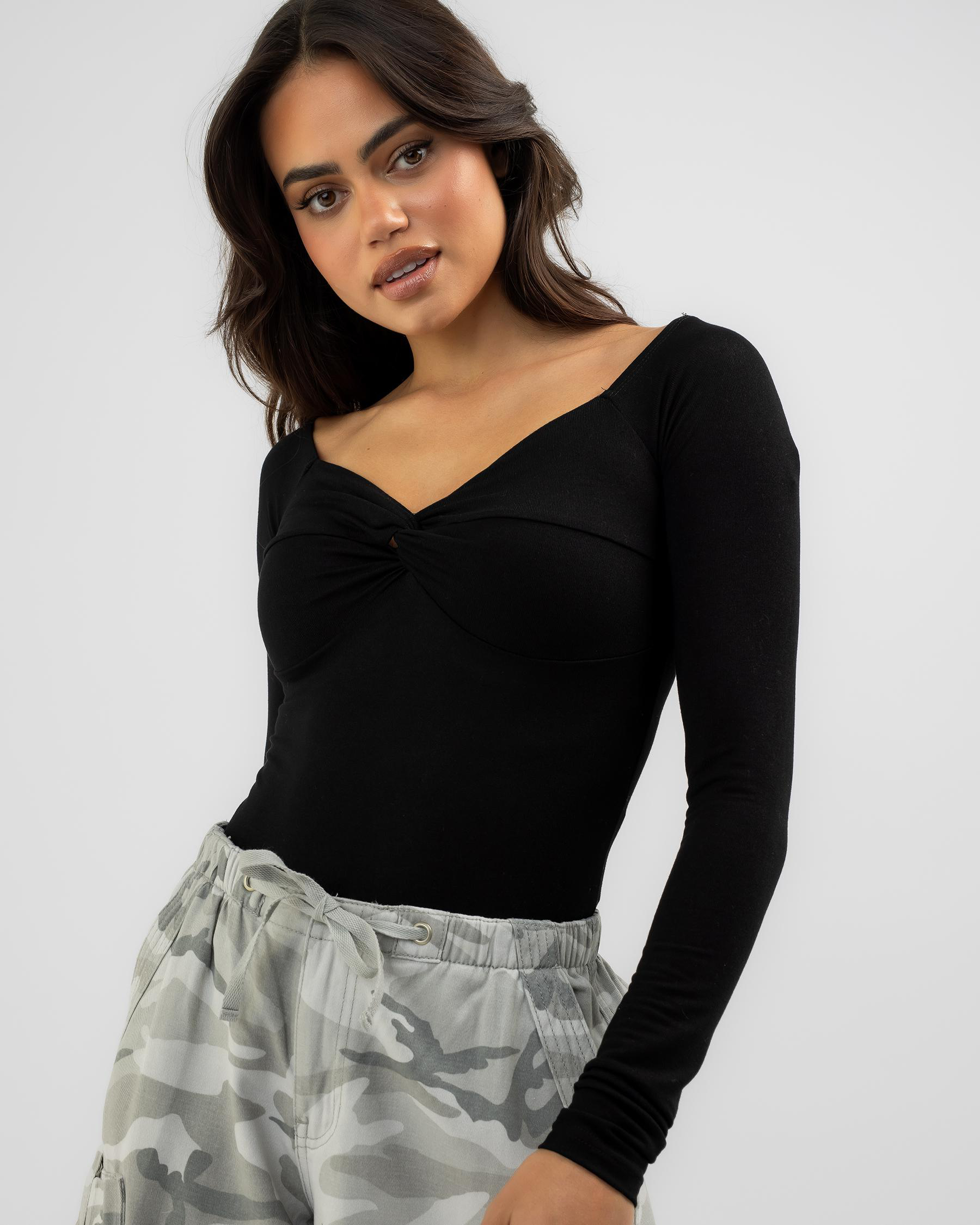 Shop Thanne Isla Off Shoulder Bodysuit In Black - Fast Shipping & Easy ...