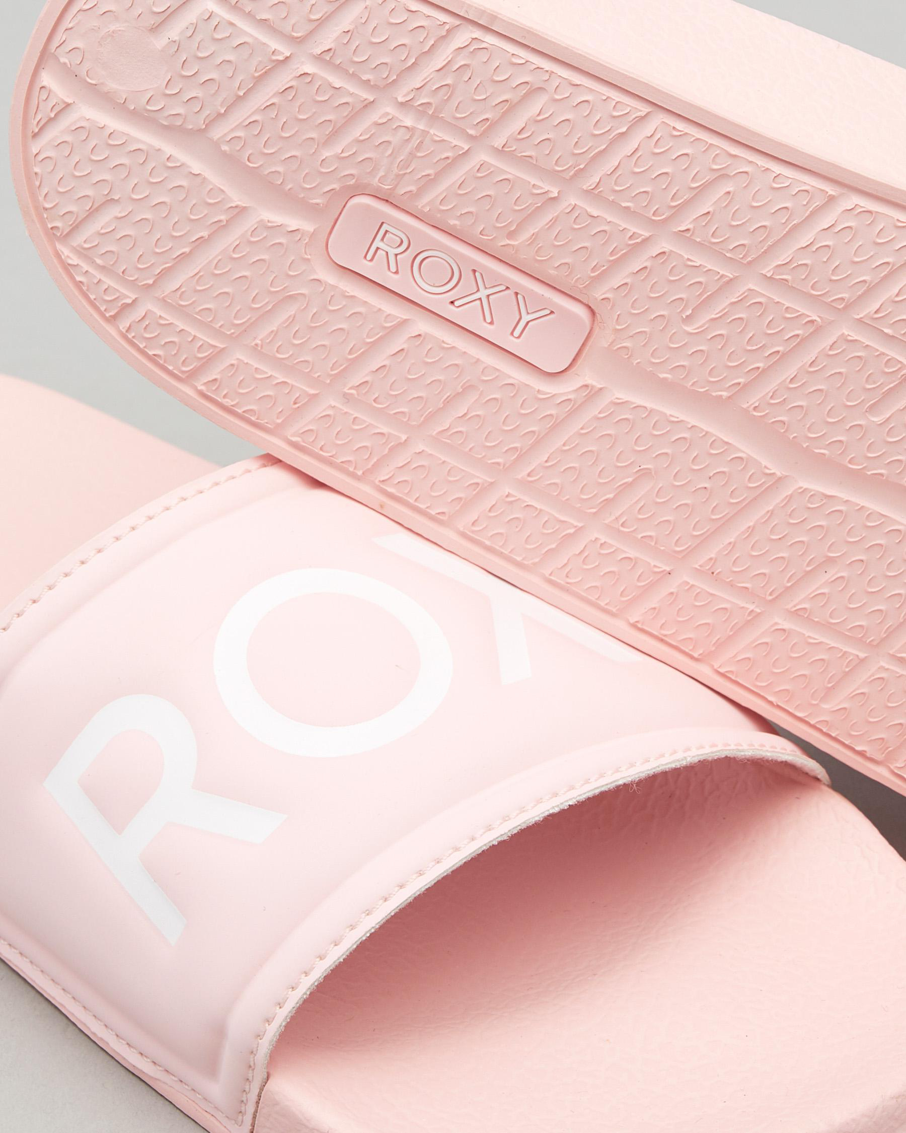 Shop Roxy Girls' Slippy Slide Sandals In Pink/white - Fast Shipping ...