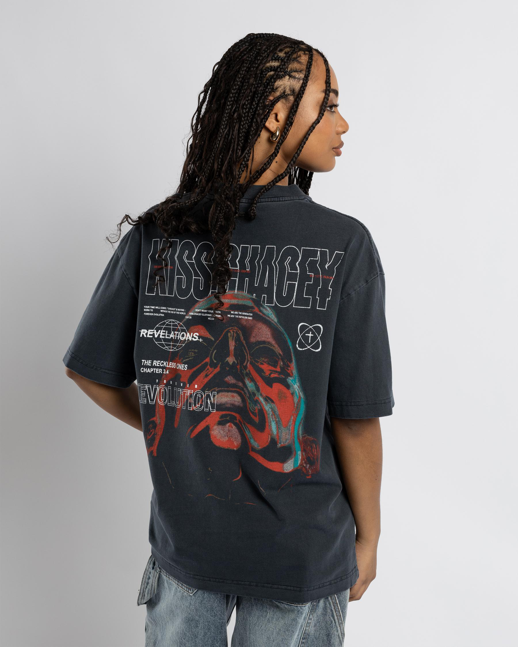 Shop Kiss Chacey Revelation Heavy Street T-Shirt In Pigment Anthracite ...