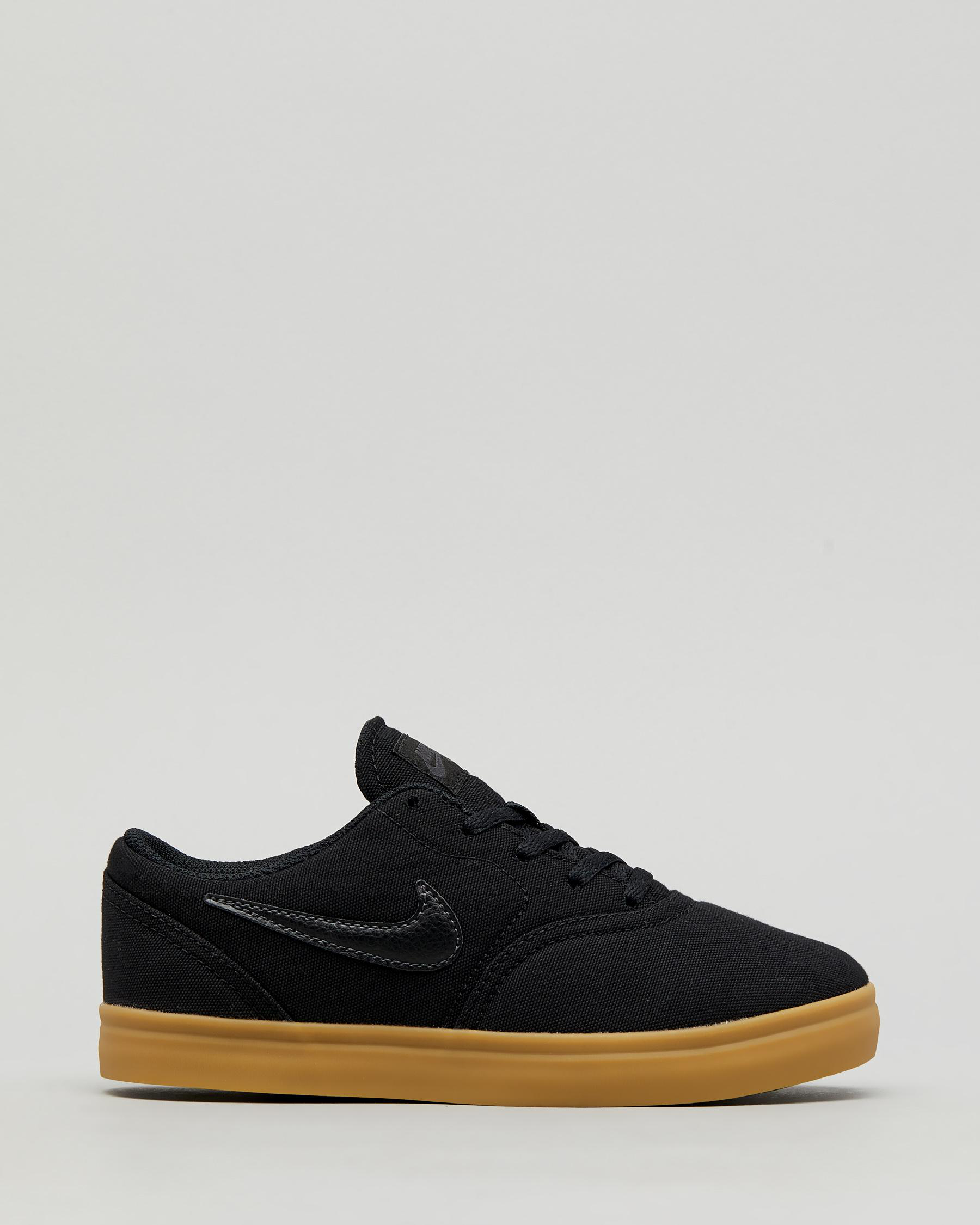 Shop Nike Boys' Sb Check Shoes In Black/black-gum - Fast Shipping ...