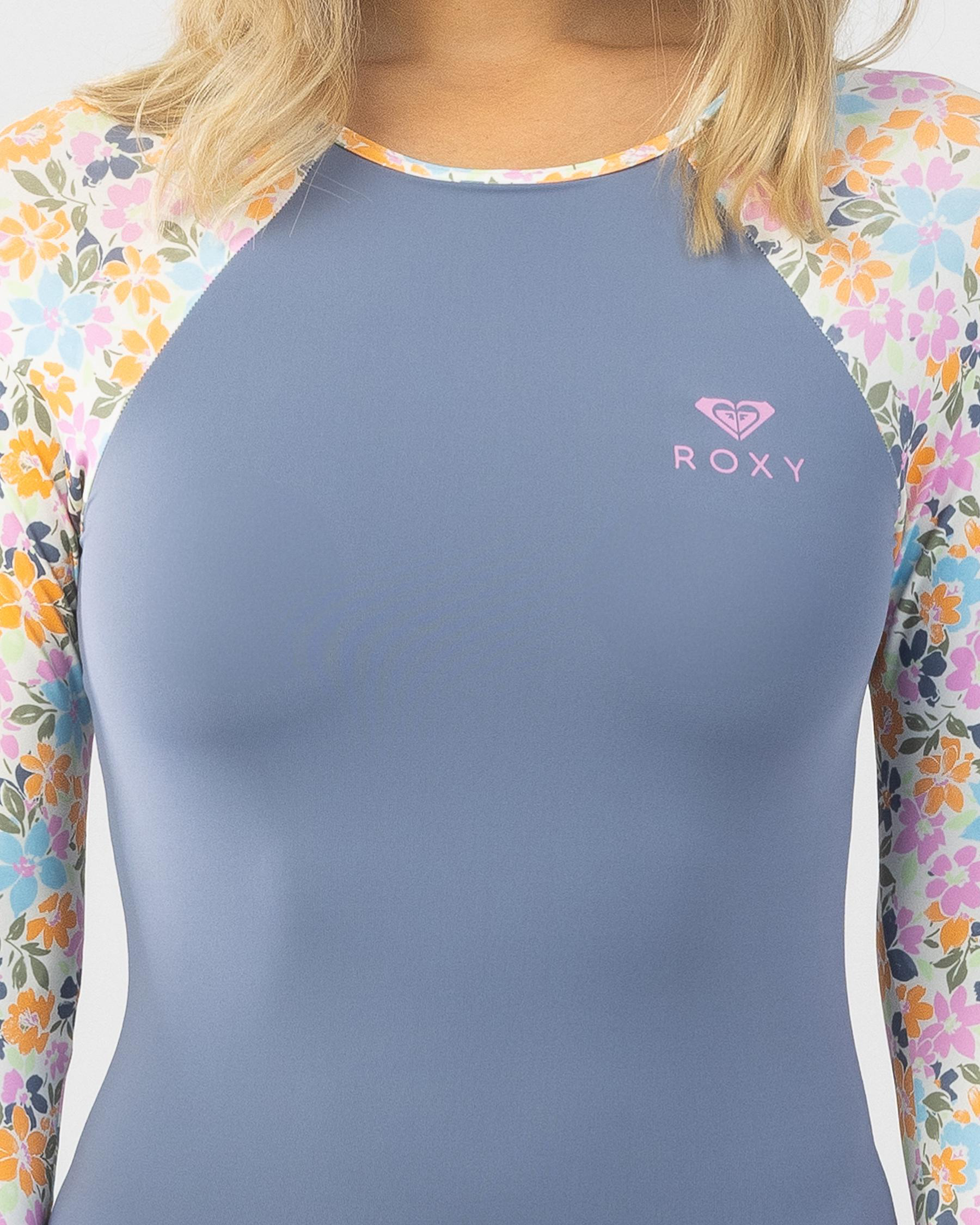 Shop Roxy Basic Printed Long Sleeve Surfsuit In Papaya Ephemere Swim ...