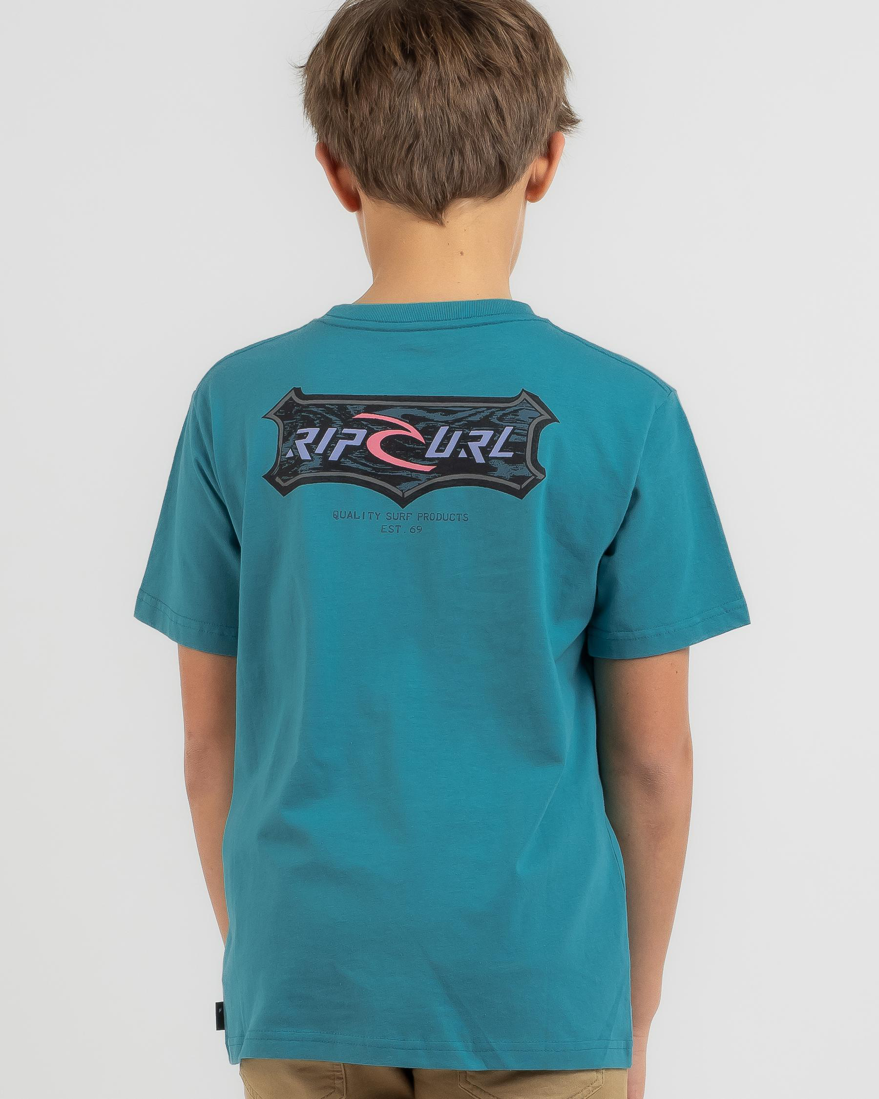 Shop Rip Curl Boys' Fader Shield T-Shirt In Med Blue - Fast Shipping ...