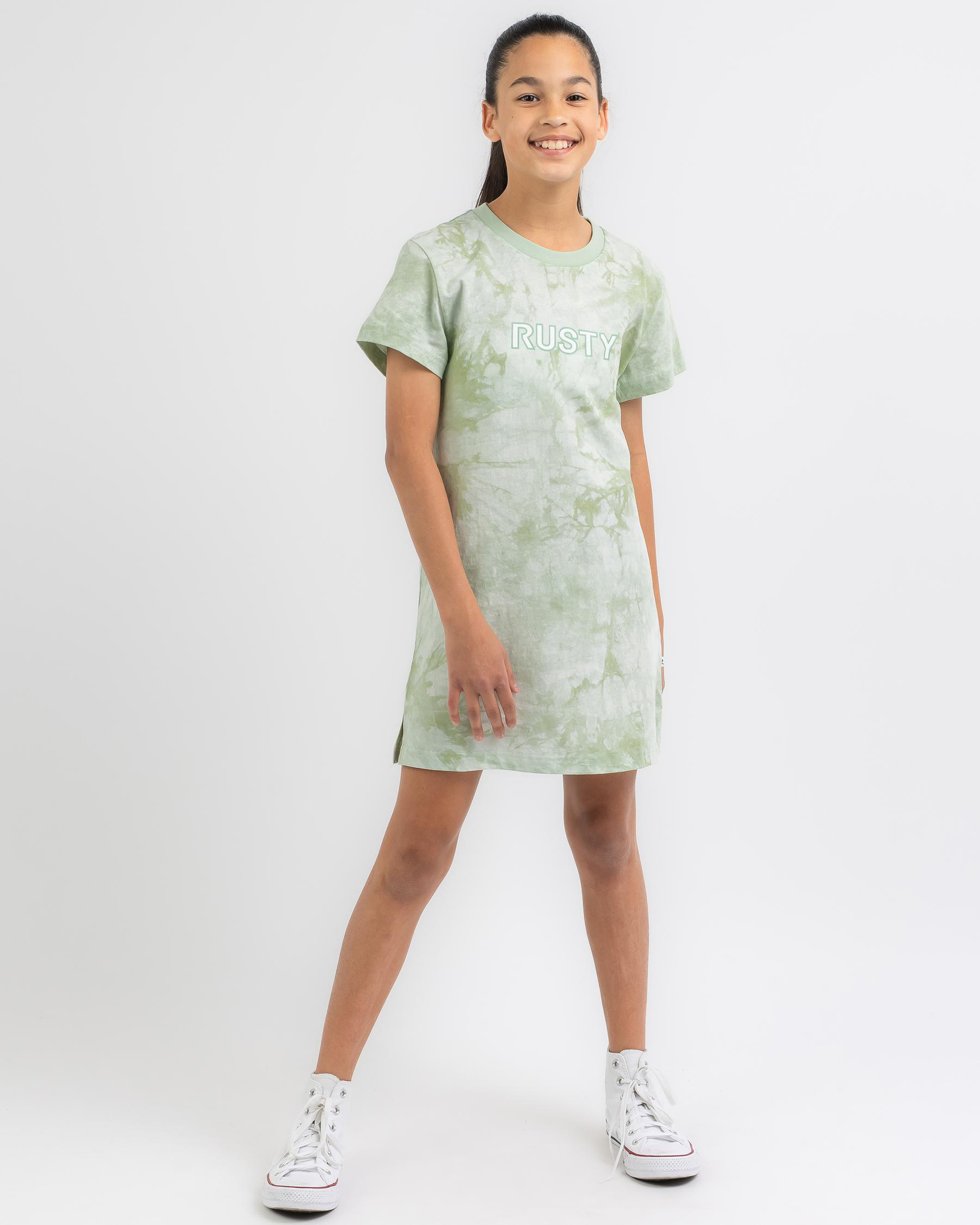 Shop Rusty Girls' Tide Eye Dress In Pastel Jade - Fast Shipping & Easy ...