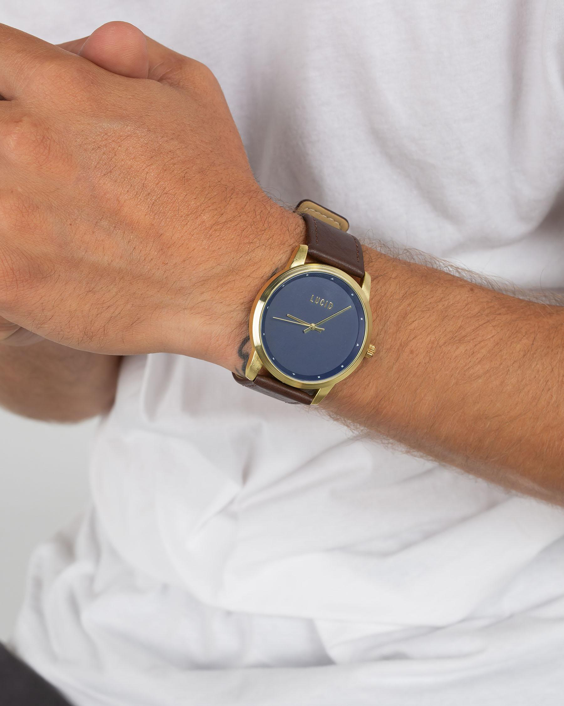 Shop Lucid Spirit Watch In Tan/navy/gold - Fast Shipping & Easy Returns ...