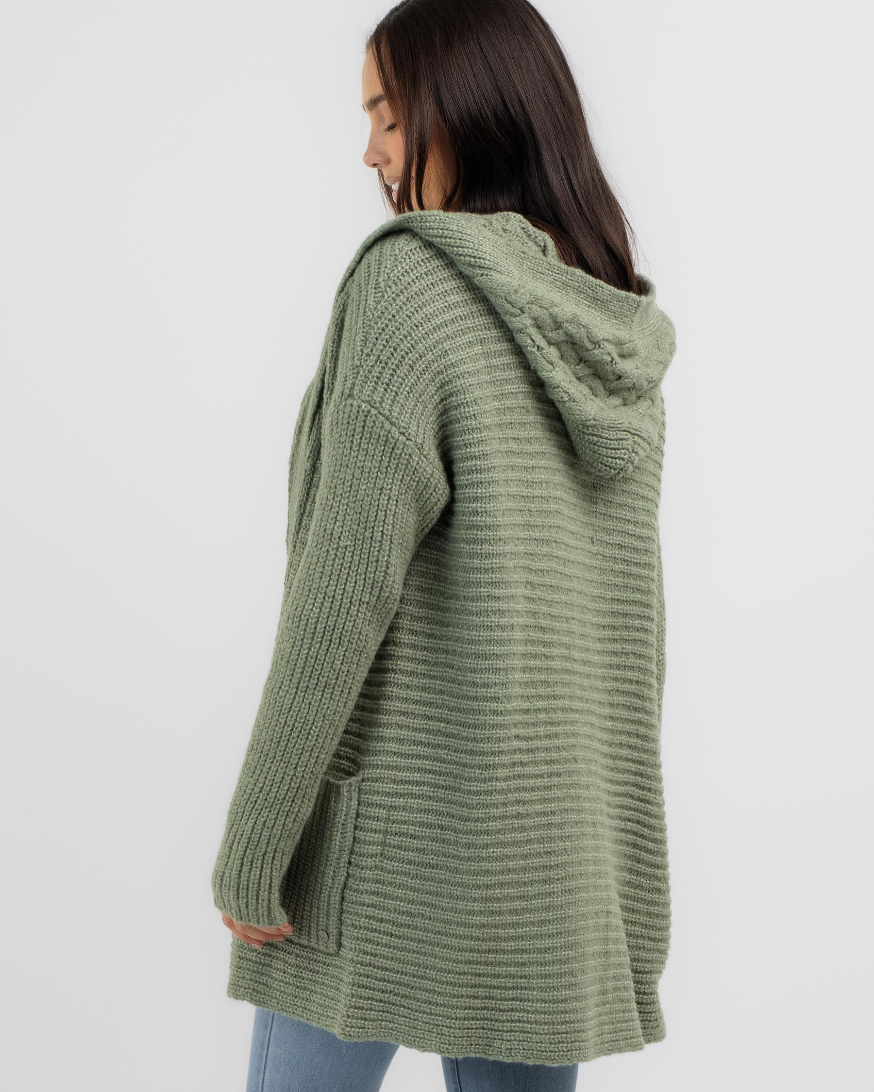 Shop Volcom Homeward Bound II Knit Cardigan In Light Army - Fast ...