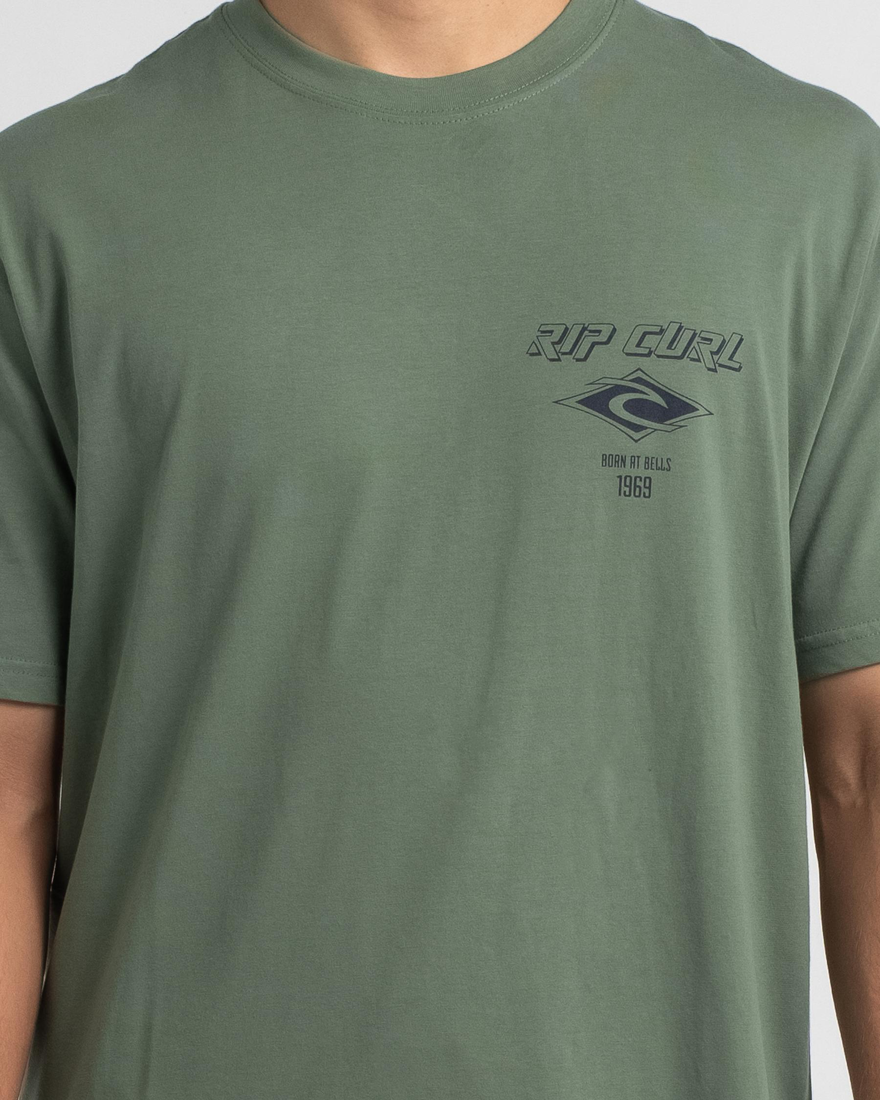 Shop Rip Curl Fade Out Icon T-Shirt In Mid Green - Fast Shipping & Easy ...