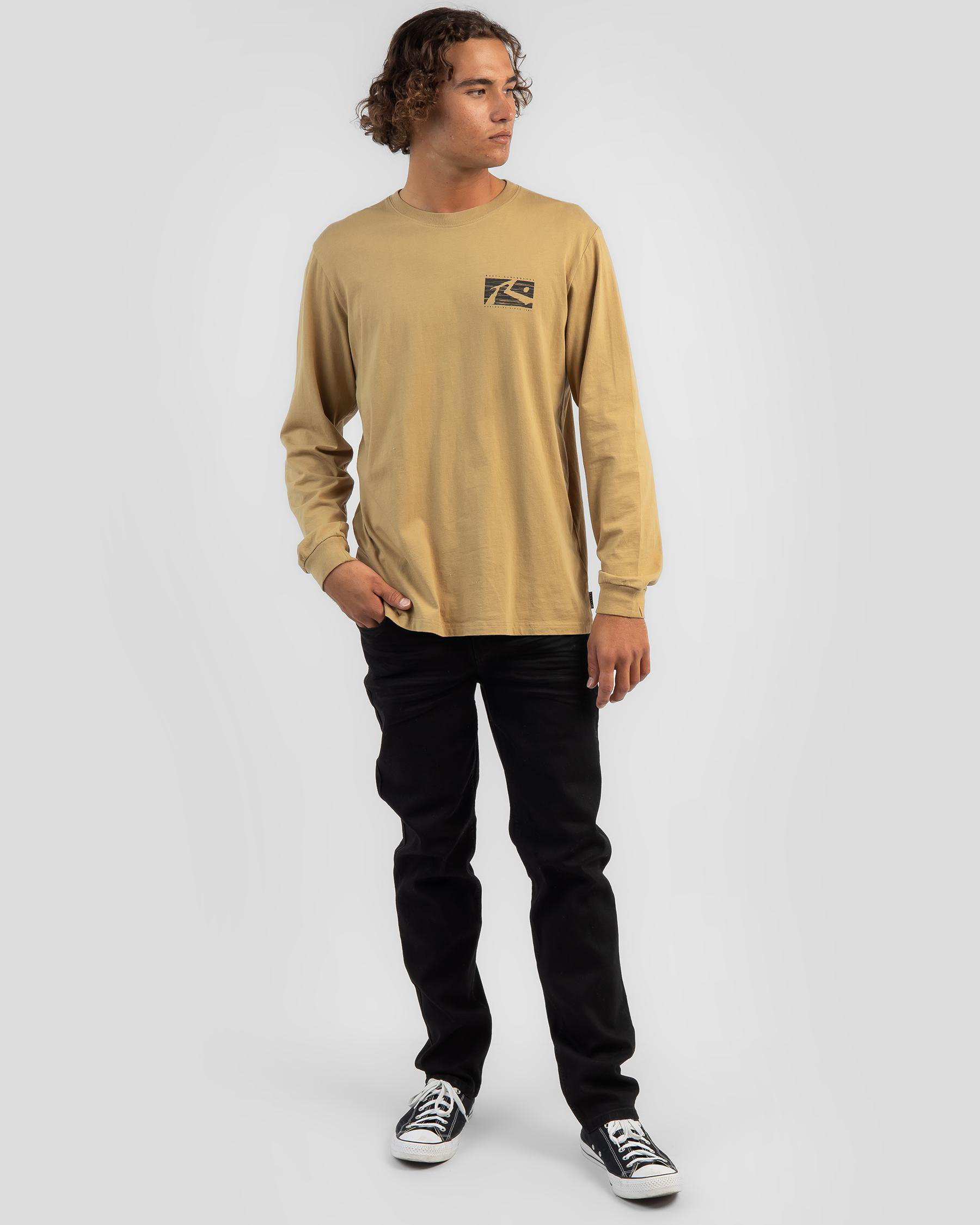 Shop Rusty R Dot Long Sleeve T-Shirt In Khaki - Fast Shipping & Easy ...