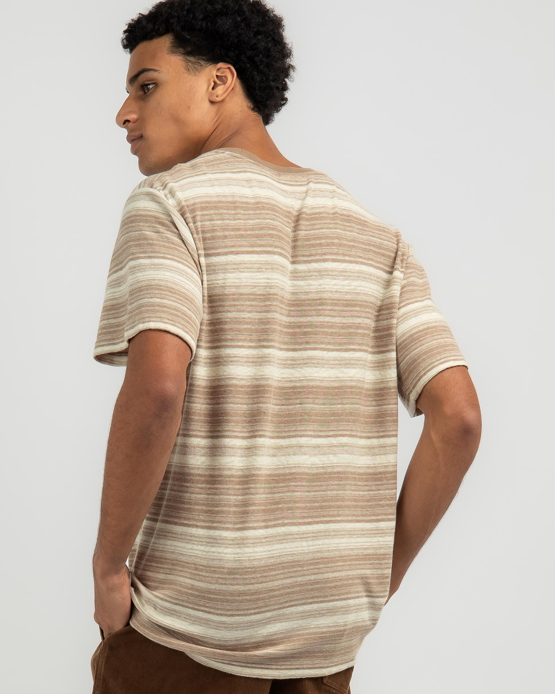 Shop Rhythm Everyday Stripe Vintage T-Shirt In Chocolate - Fast ...