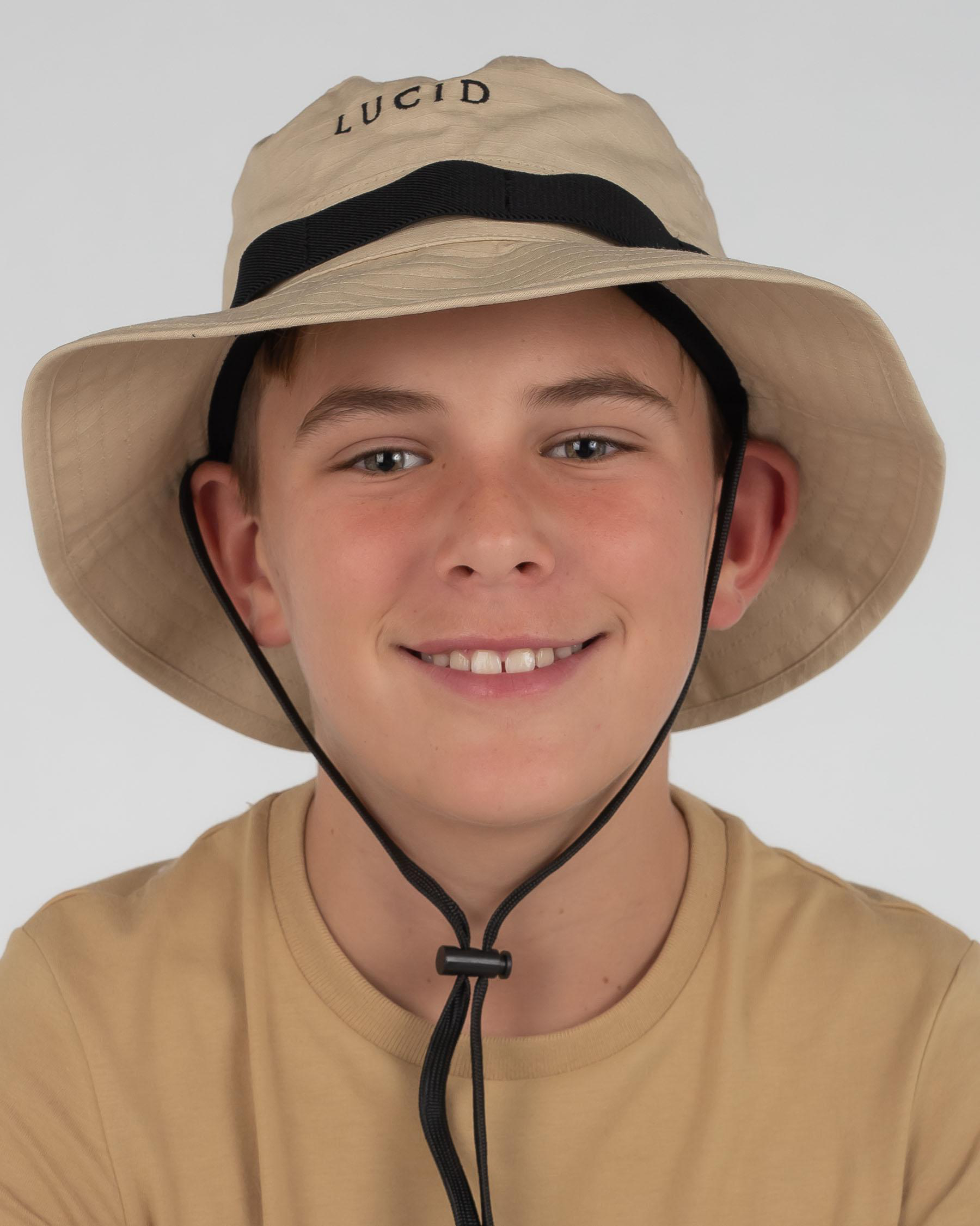 Shop Lucid Boys' Explorer Wide Brim Hat In Khaki - Fast Shipping & Easy ...