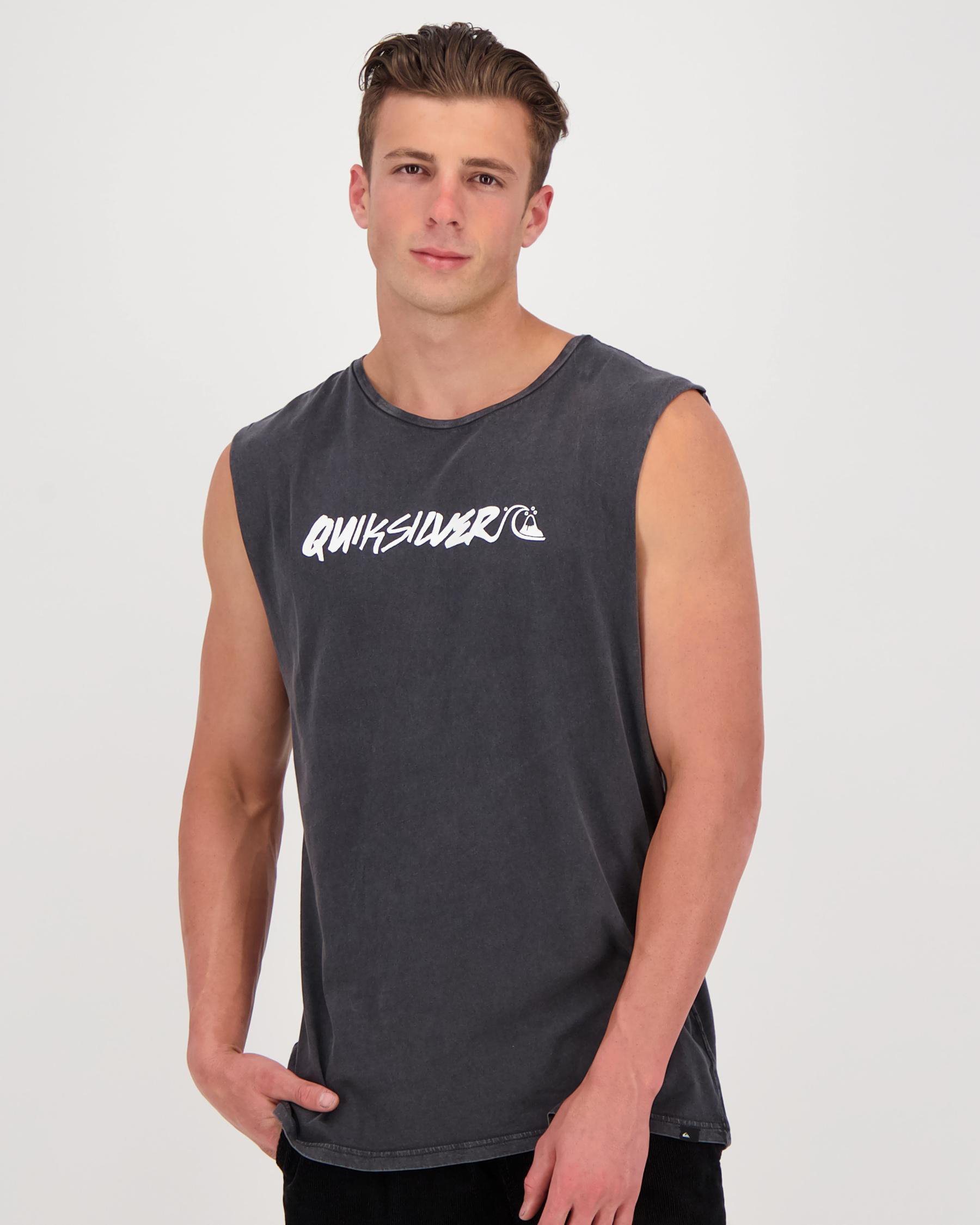 Shop Quiksilver Alleyway Muscle In Black - Fast Shipping & Easy Returns ...
