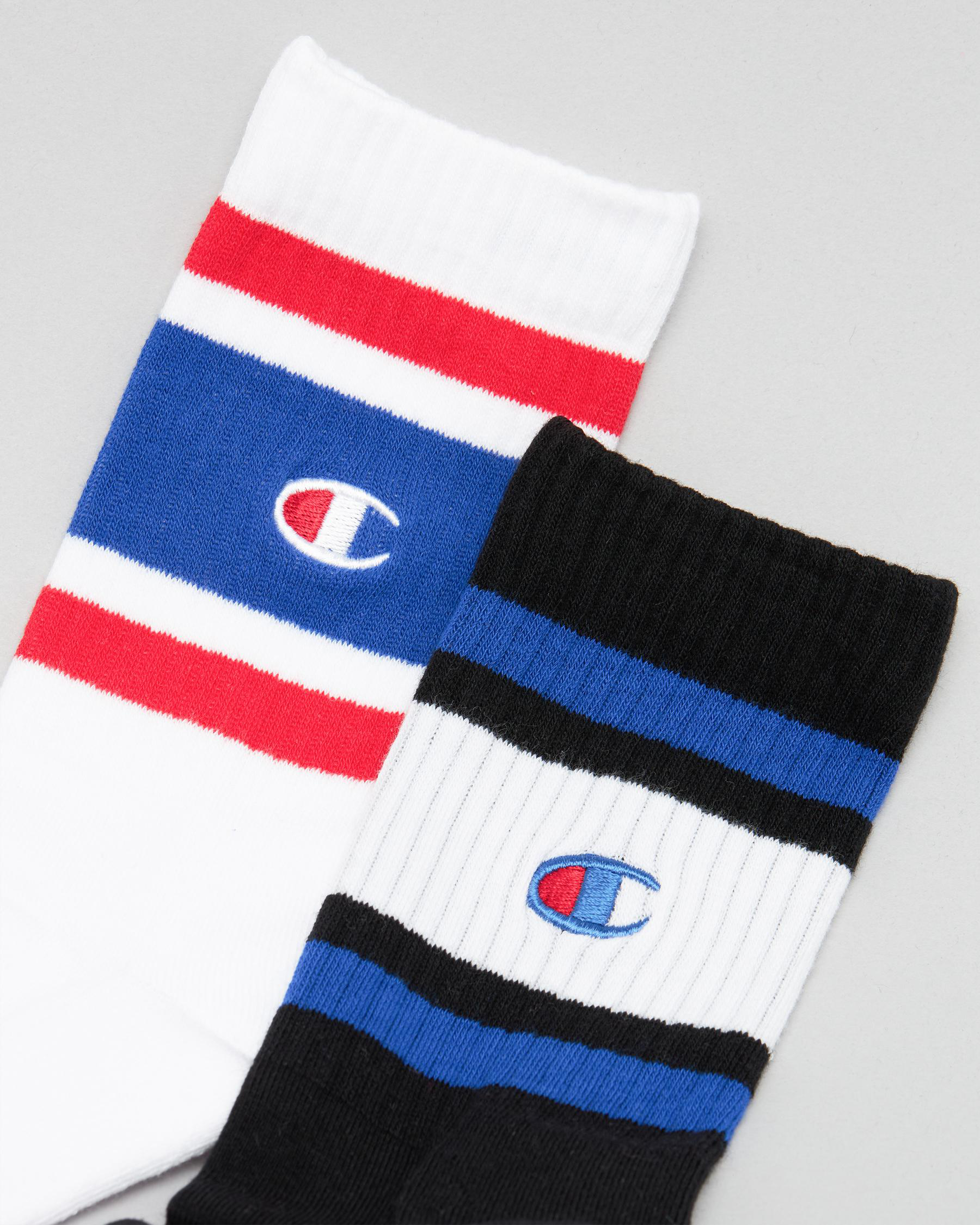 Shop Champion Women's Stripe Crew Sock Pack In Black/white - Fast ...