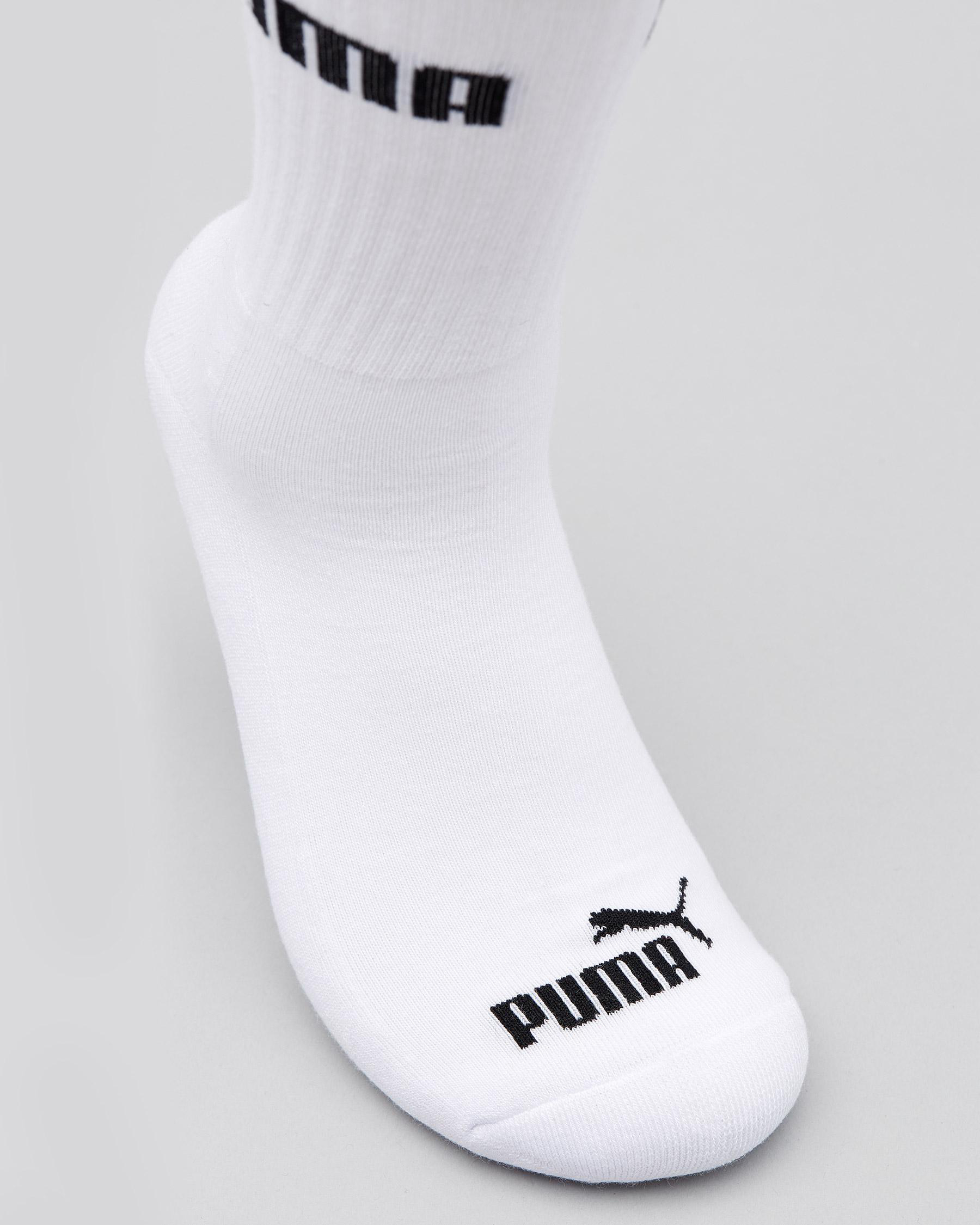 Shop Puma Crew Cushioned Socks 3 Pack In White - Fast Shipping & Easy ...