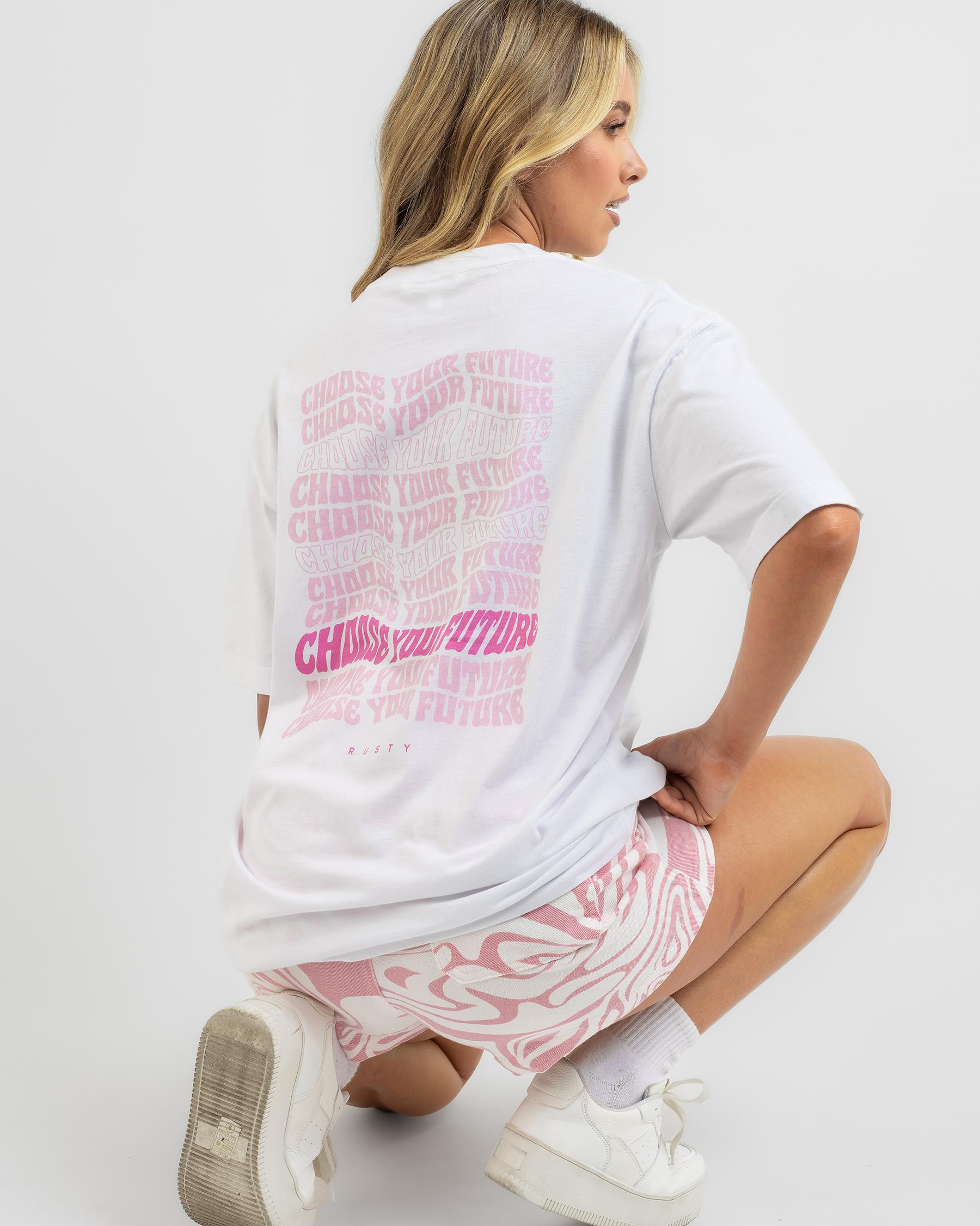 Rusty Choose Your Future Oversized T-Shirt In White - FREE* Shipping ...