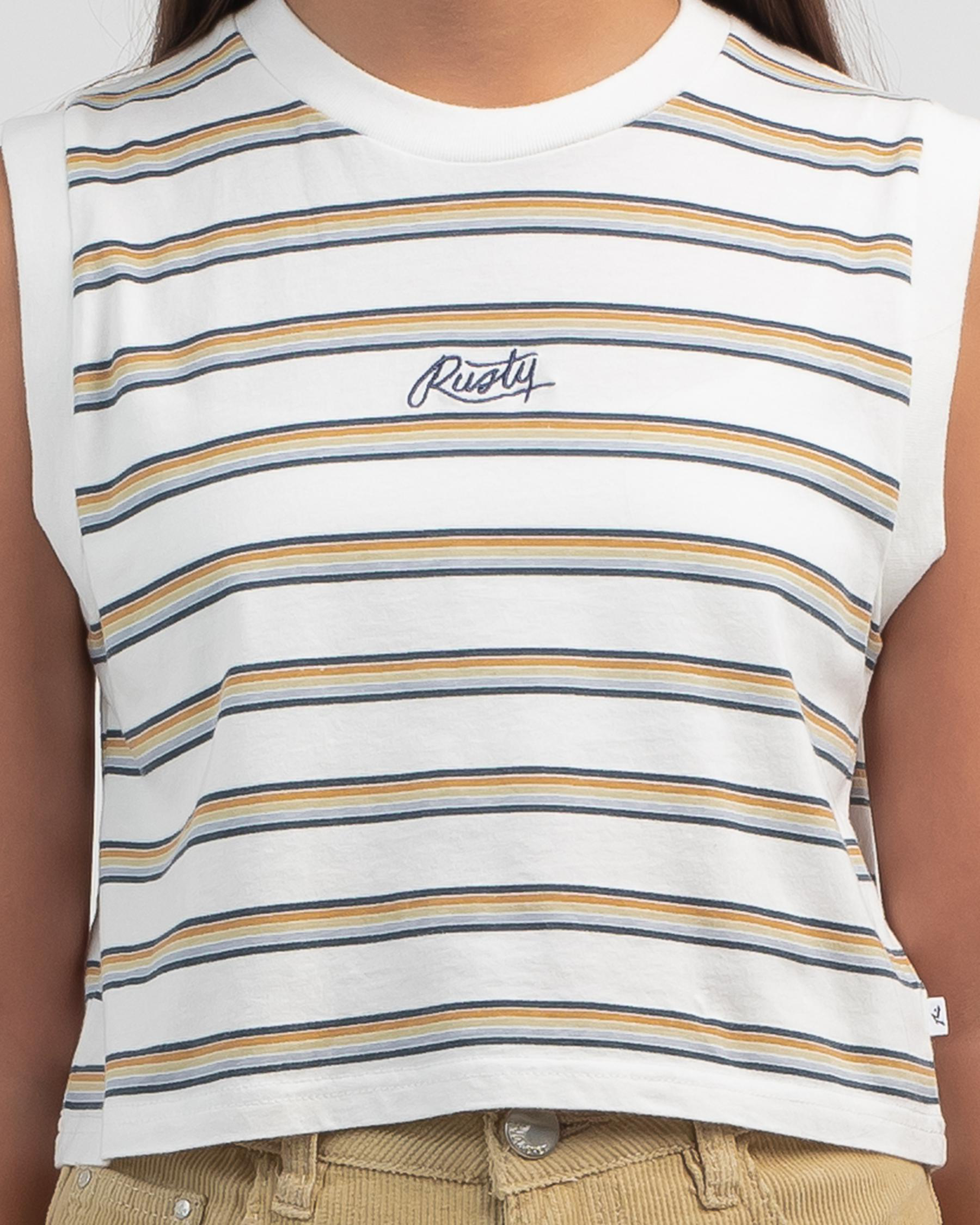 Shop Rusty Girls' Throwback Cropped Tank Top In Moonlit Ocean - Fast ...