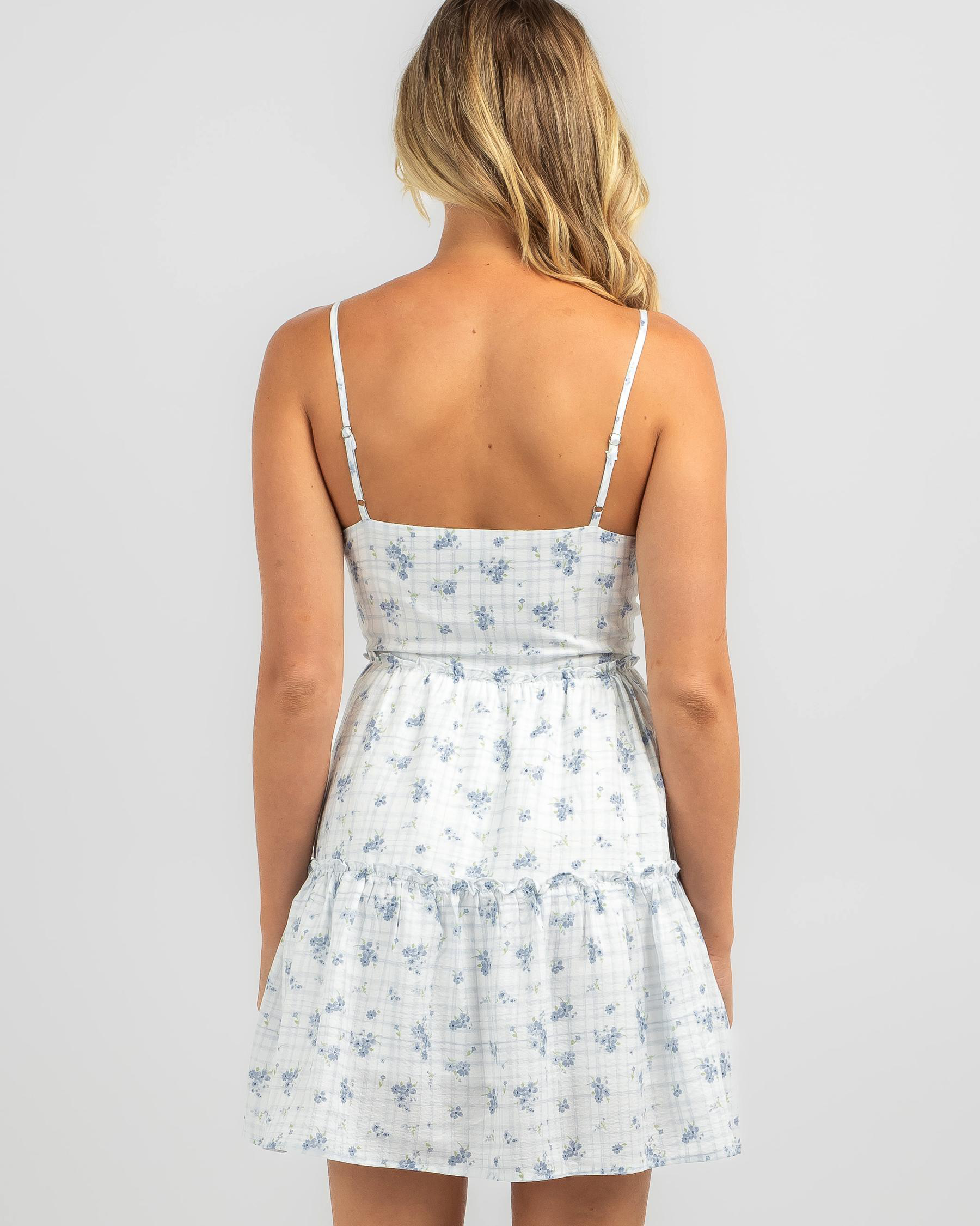 Shop Mint Vanilla Viola Dress In Blue Floral - Fast Shipping & Easy ...