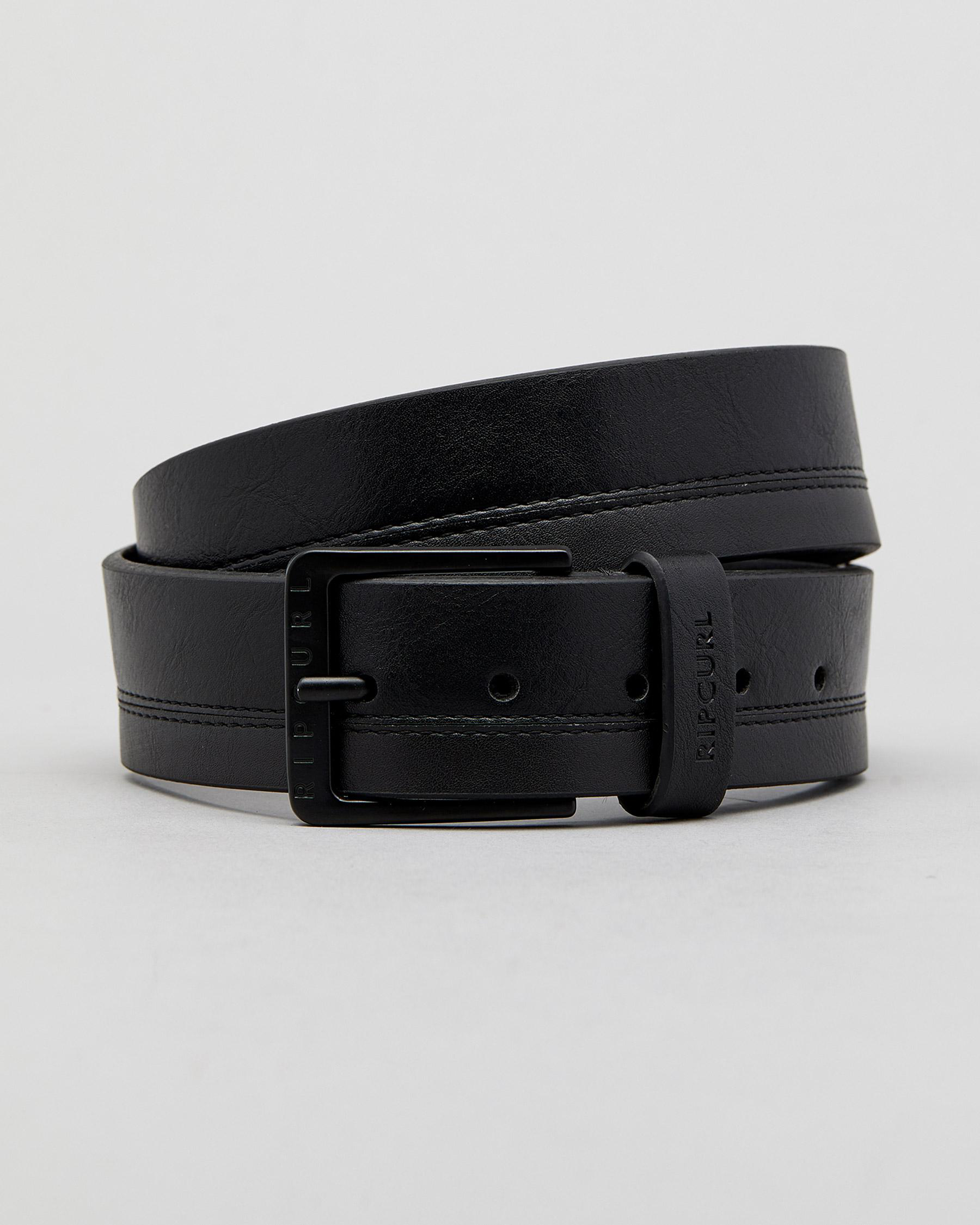 Shop Rip Curl Double Stitch Belt In Washed Black - Fast Shipping & Easy ...