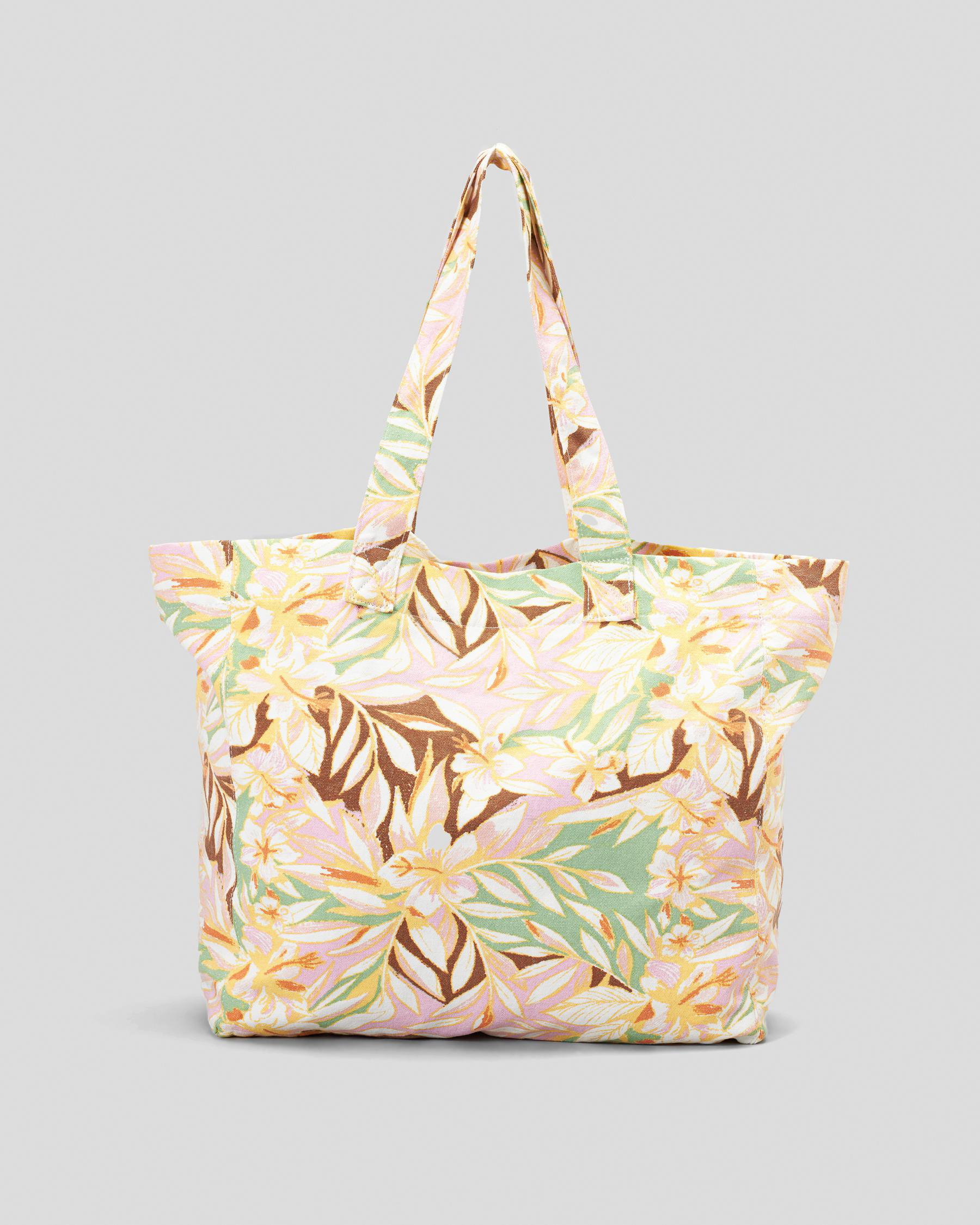 Shop Roxy Anti Bad Vibes Beach Bag In Quiet Green Coast 2 Coast - Fast ...