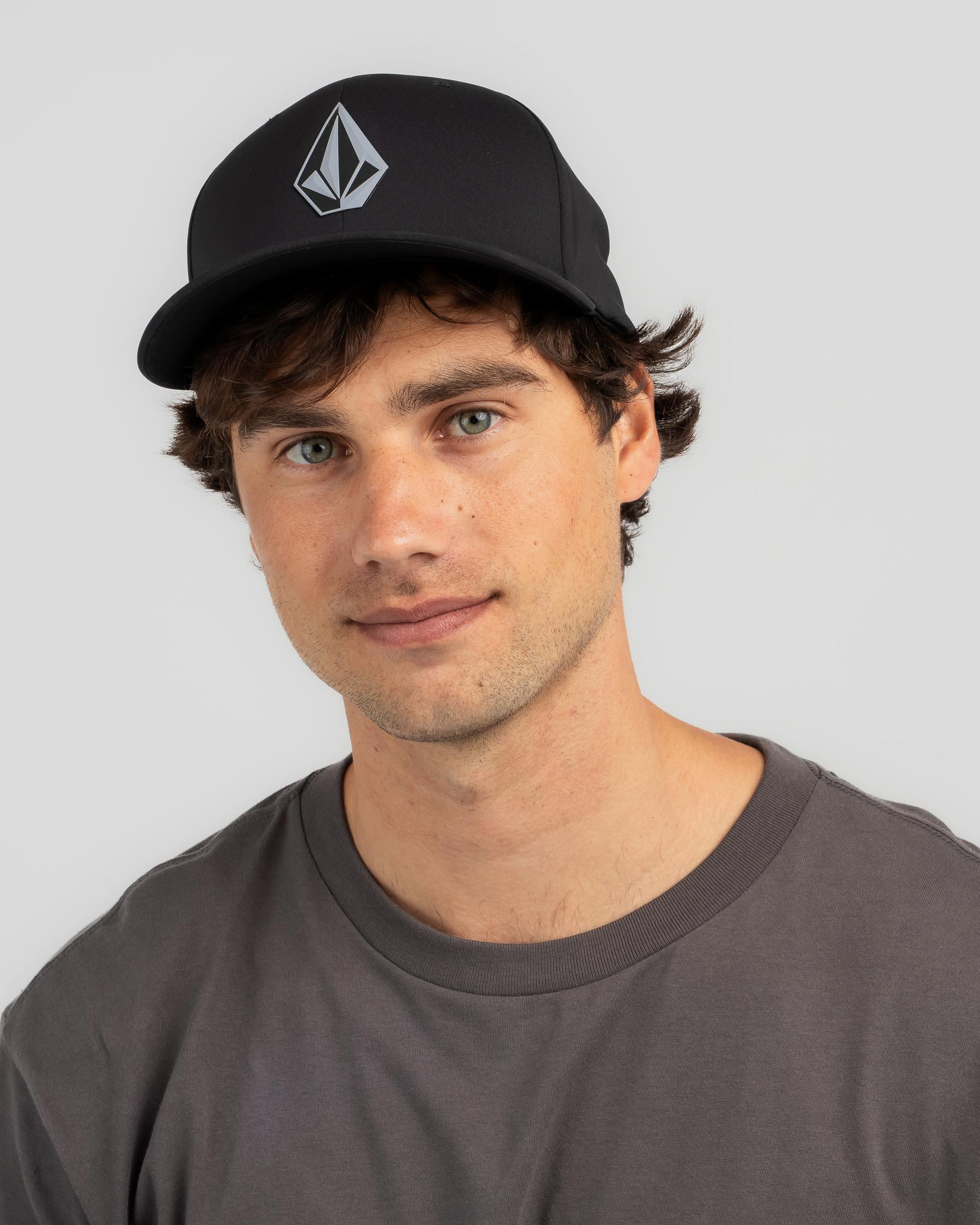 Shop Volcom Stone Tech Flexfit Delta Cap In Black - Fast Shipping ...