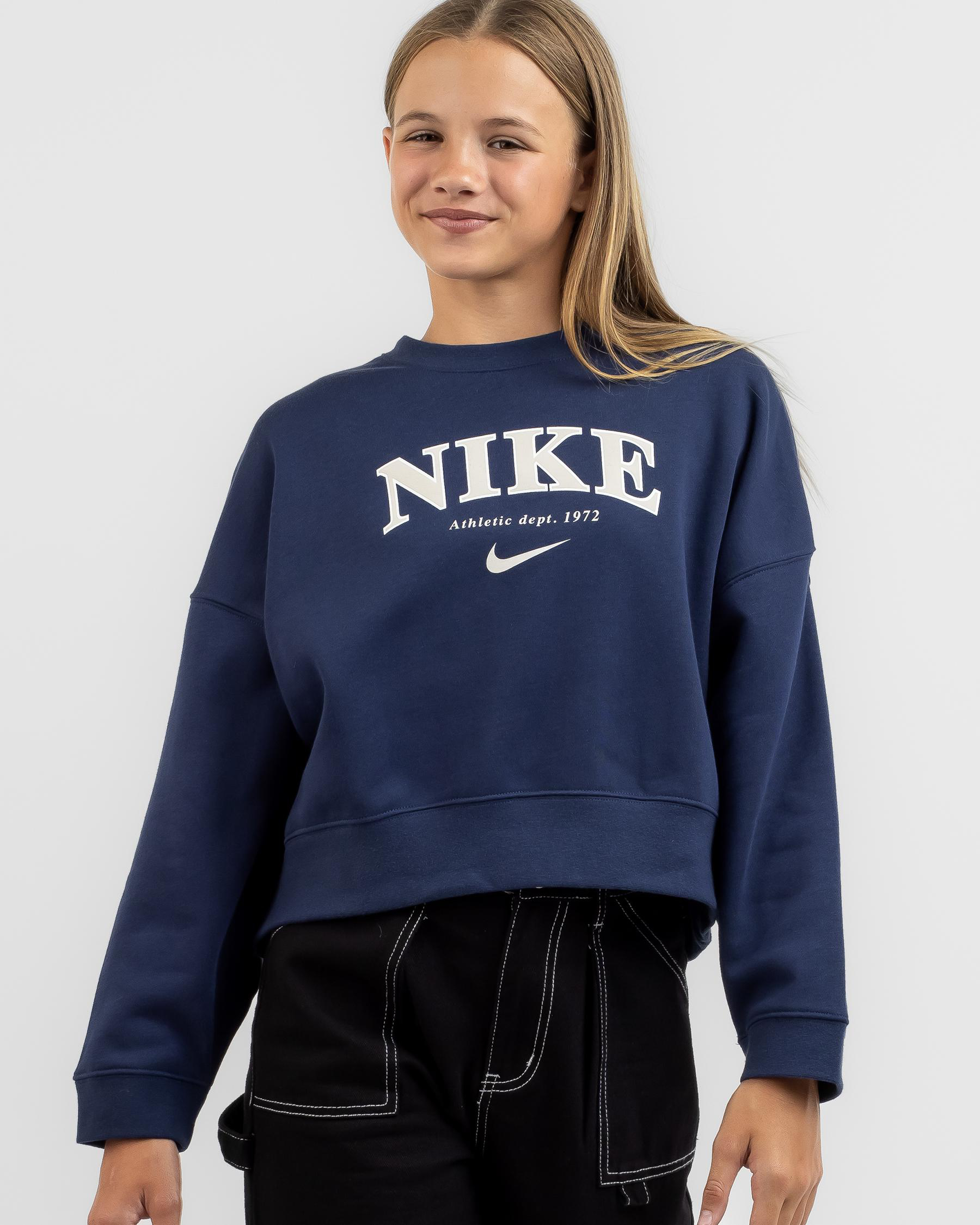 Nike Girls' Sportswear Trend Sweatshirt In Midnight Navy - Fast ...