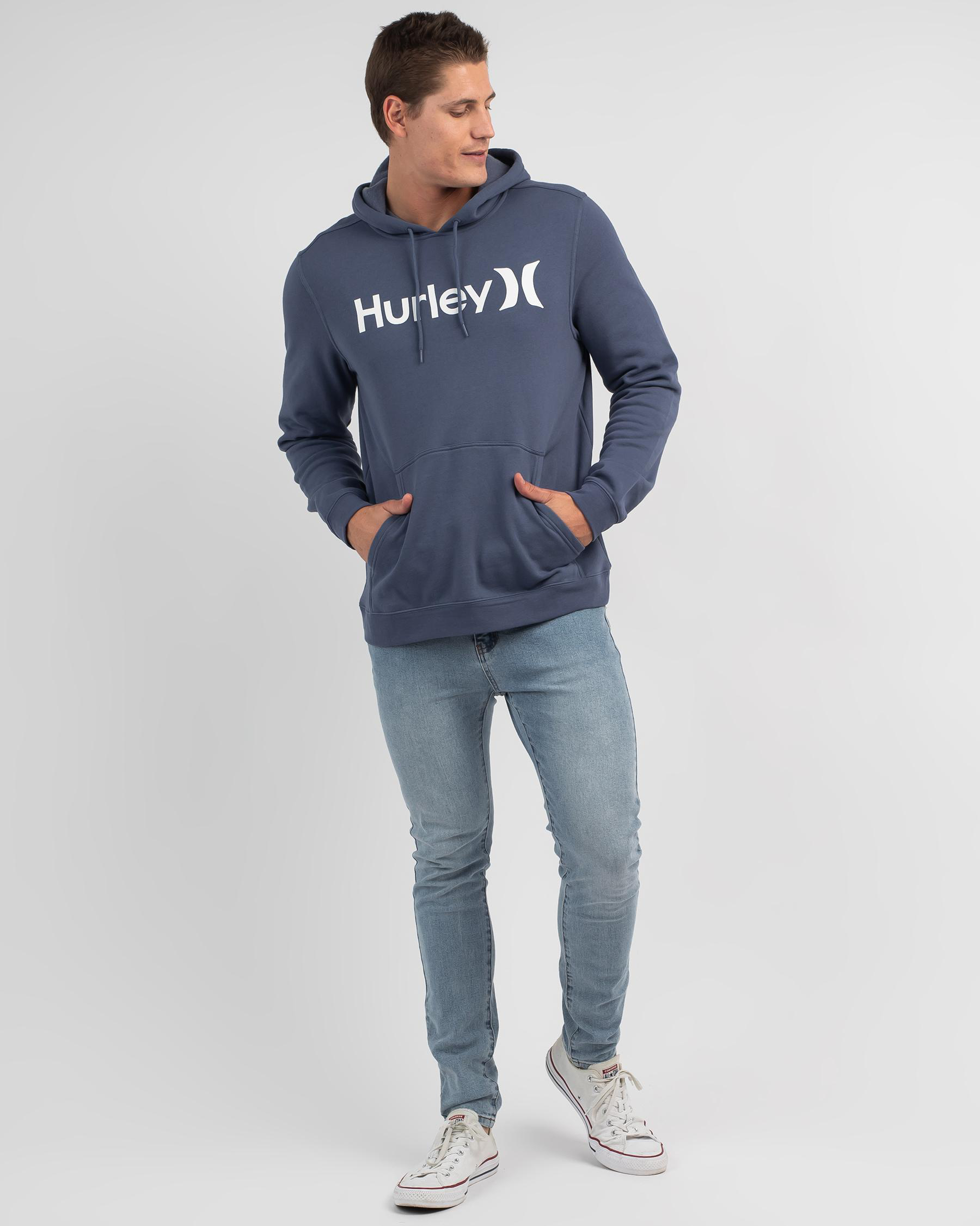 Shop Hurley One And Only Pullover Fleece Hoodie In Diffused Blue - Fast ...