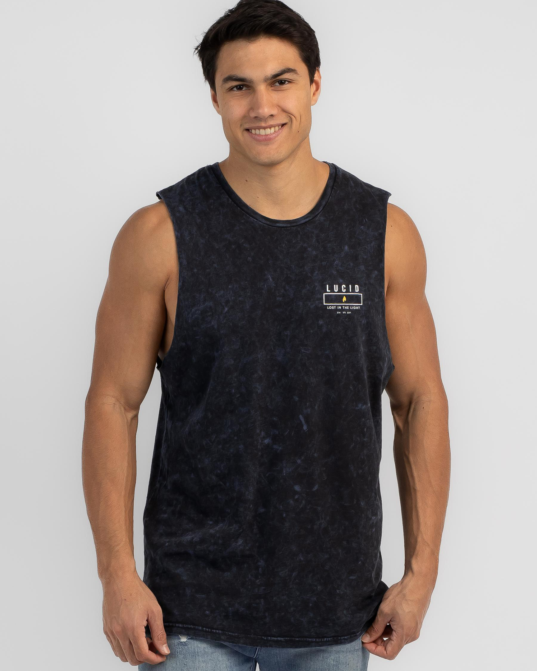 Shop Lucid Gilded Muscle Tank In Navy Acid - Fast Shipping & Easy ...