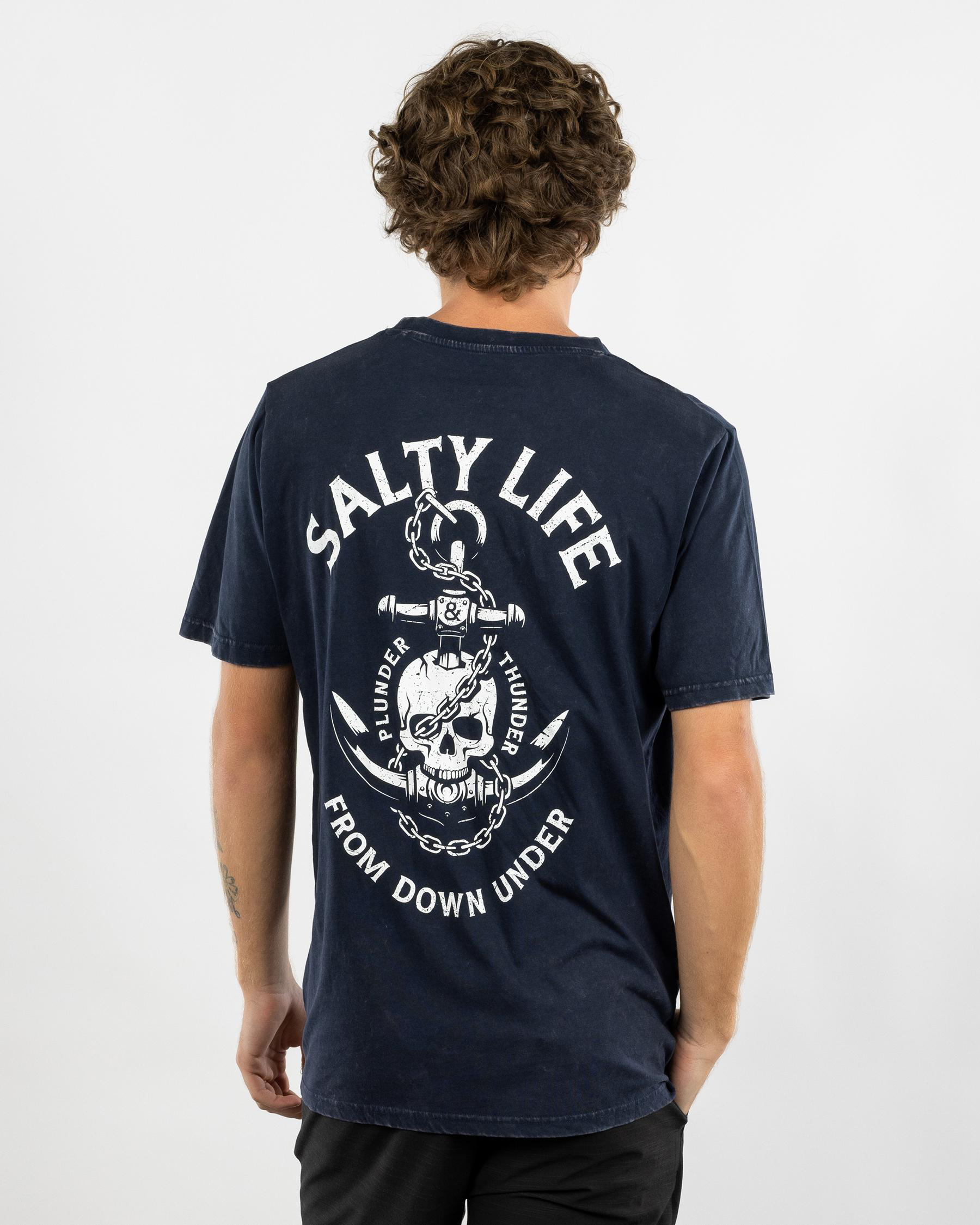 Shop Salty Life Plunder & Thunder T-Shirt In Navy Acid - Fast Shipping ...