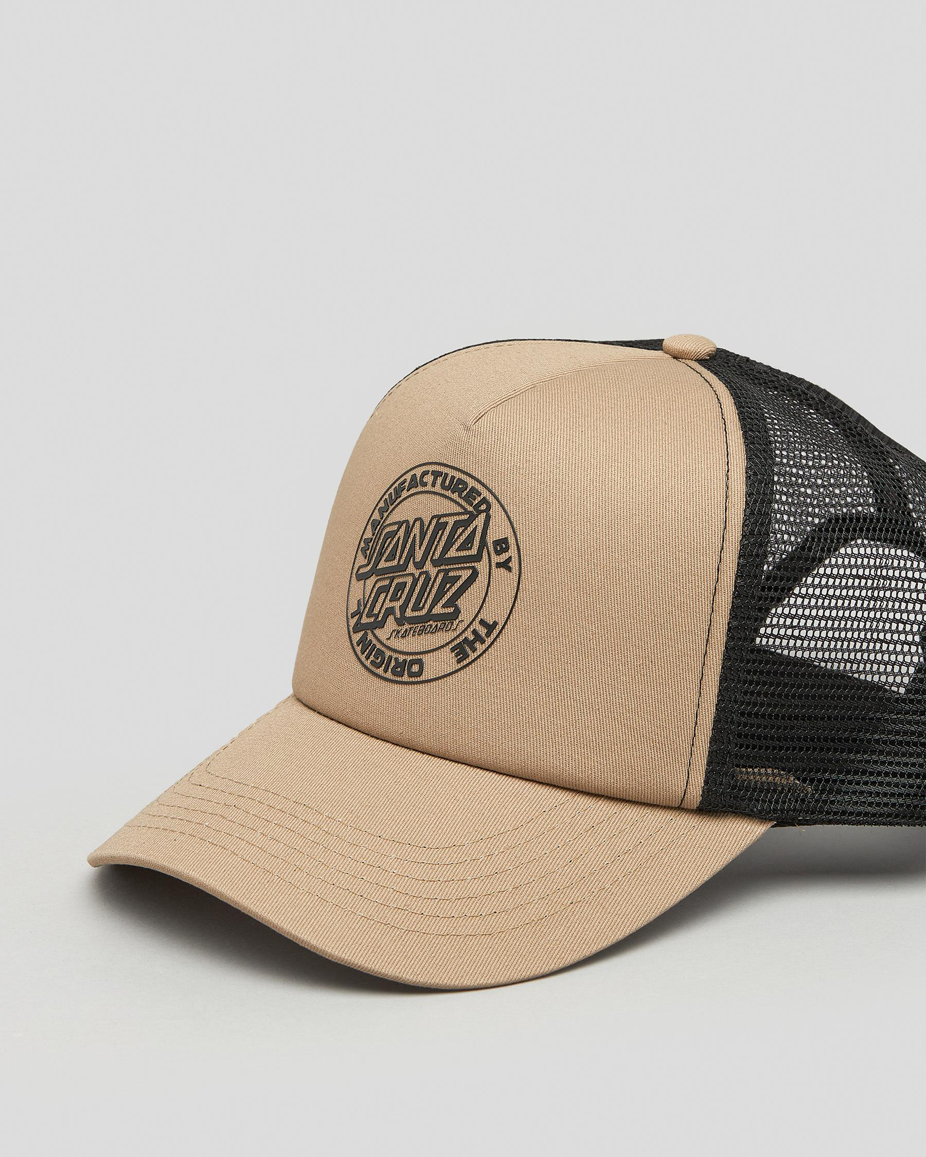 Shop Santa Cruz MFG Dot Trucker Cap In Cobblestone - Fast Shipping ...