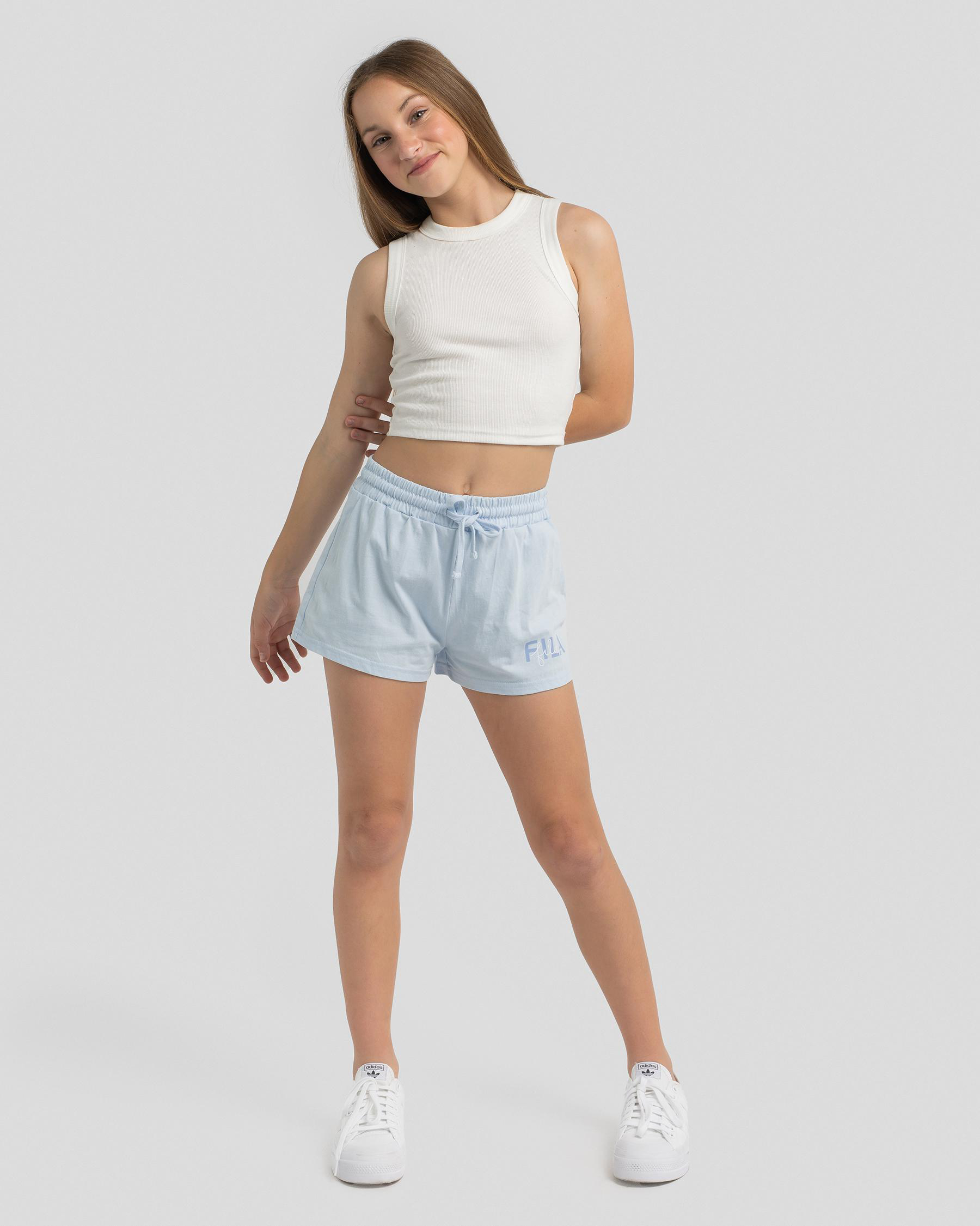 Shop Fila Girls' Candy Shorts In Powder Blue - Fast Shipping & Easy ...