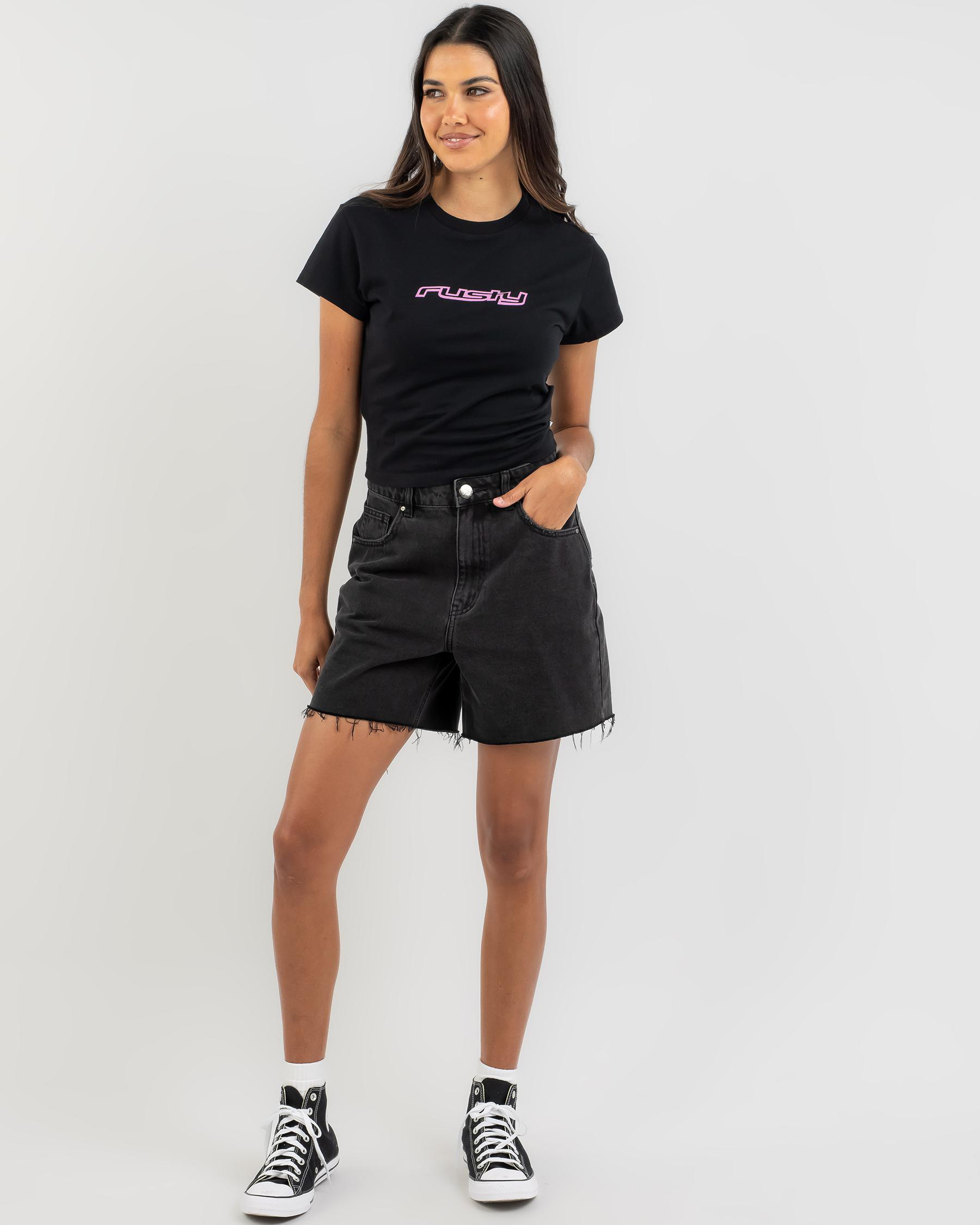 Shop Rusty Rider Baby Tee In Black - Fast Shipping & Easy Returns ...