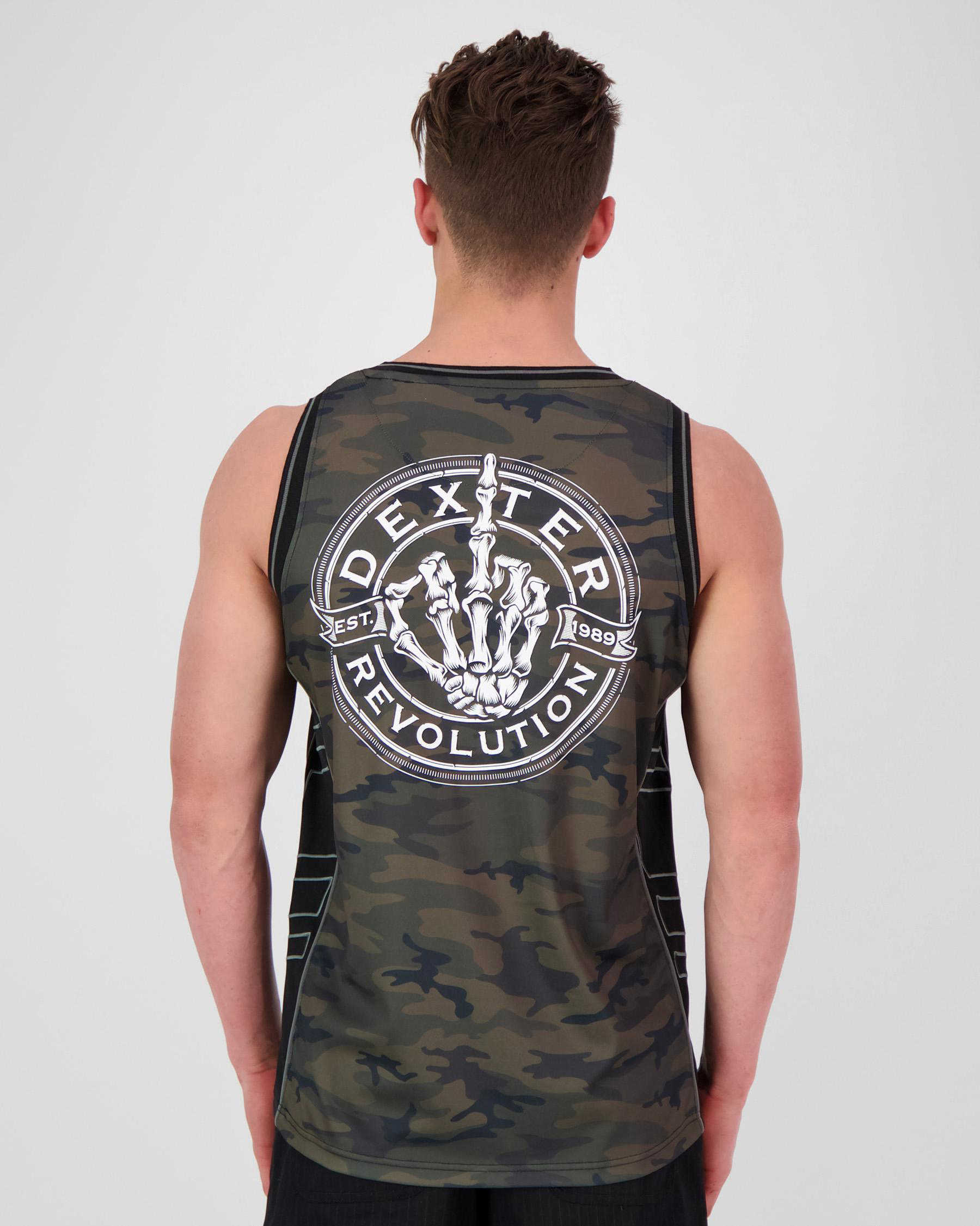Shop Dexter Knuckles Mesh Singlet In Green Camo - Fast Shipping & Easy ...