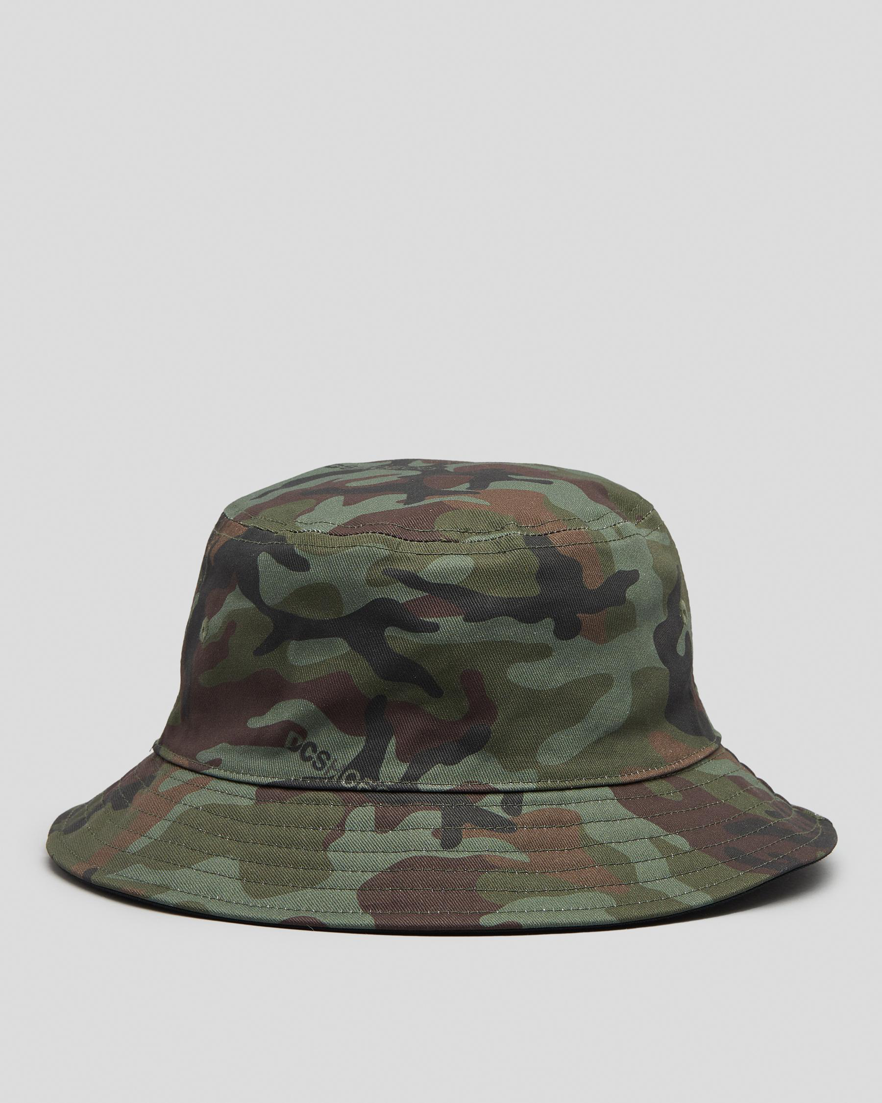 Shop DC Shoes Deep End Bucket Hat In Dc Woodland Camo - Fast Shipping ...