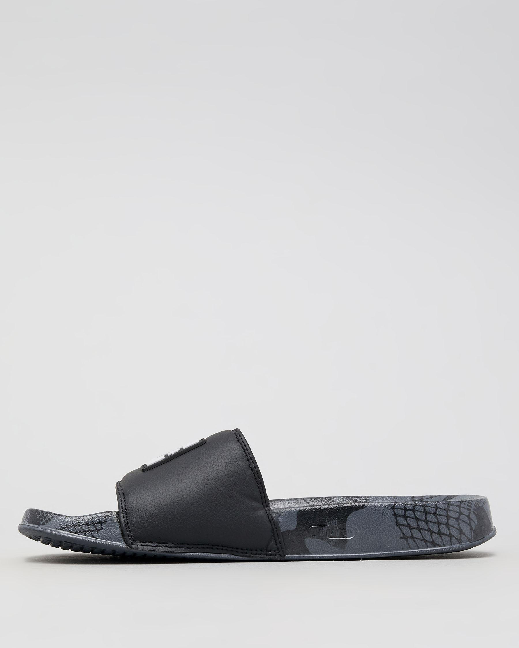 Shop DC Shoes DC Slide SE Slides In Grey Camouflage - Fast Shipping ...